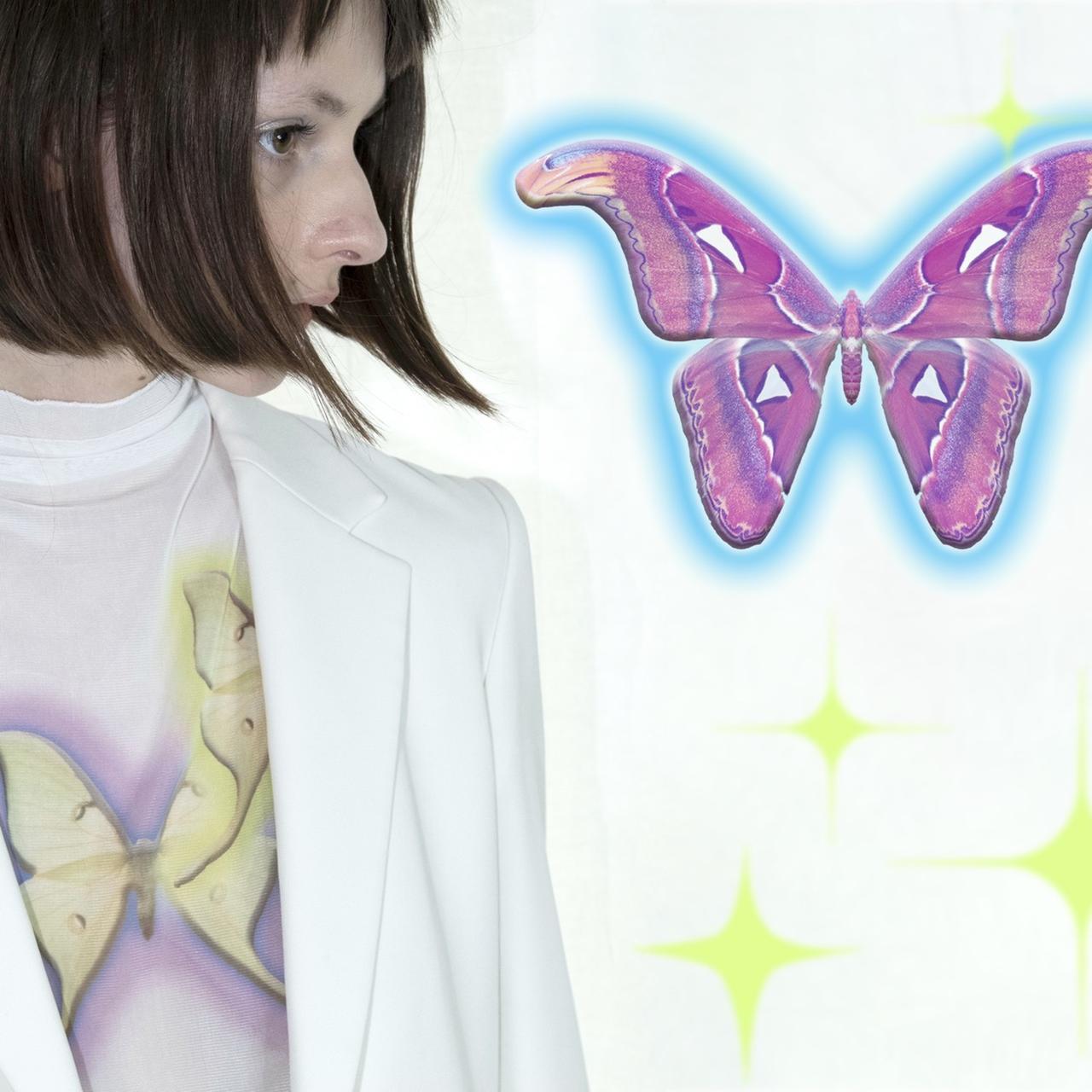 Pixie Luna moth mesh turtleneck 🥺 hand printed with... - Depop