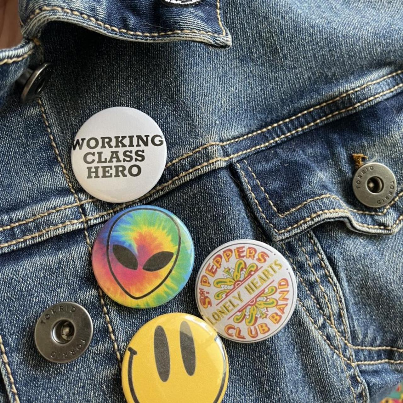 🏻 Working Class Hero 1.5 inches pin-back button... - Depop