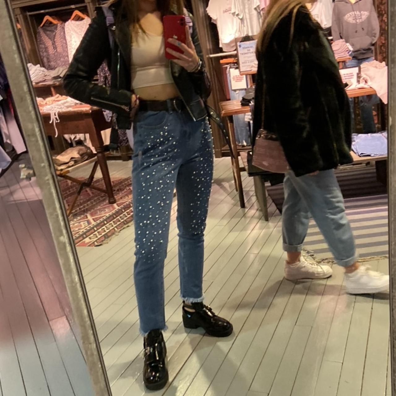 Selling the cutest pearly jeans, straight leg, lil... - Depop