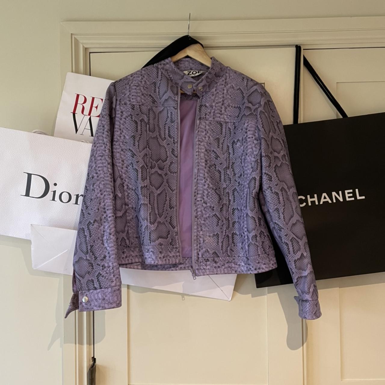 VINTAGE 1980s /1990s Purple Faux Snake Skin Print... - Depop