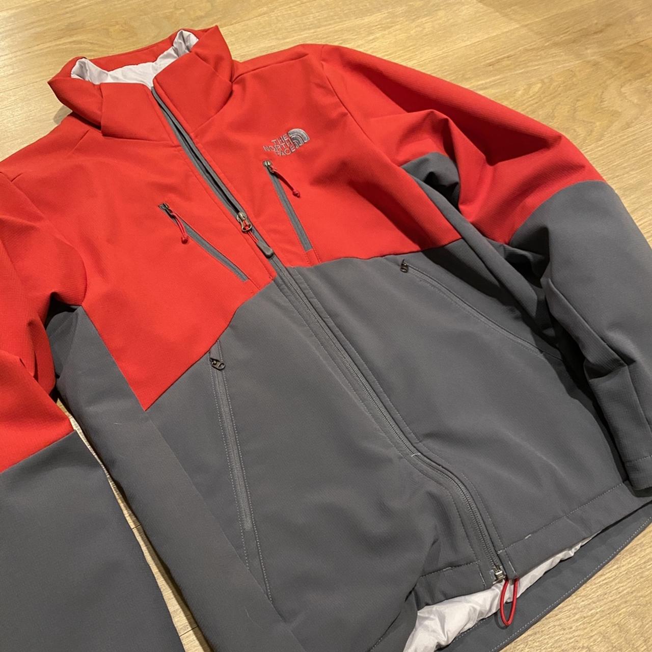 Red and Gray North Face Winter Jacket. Great... - Depop