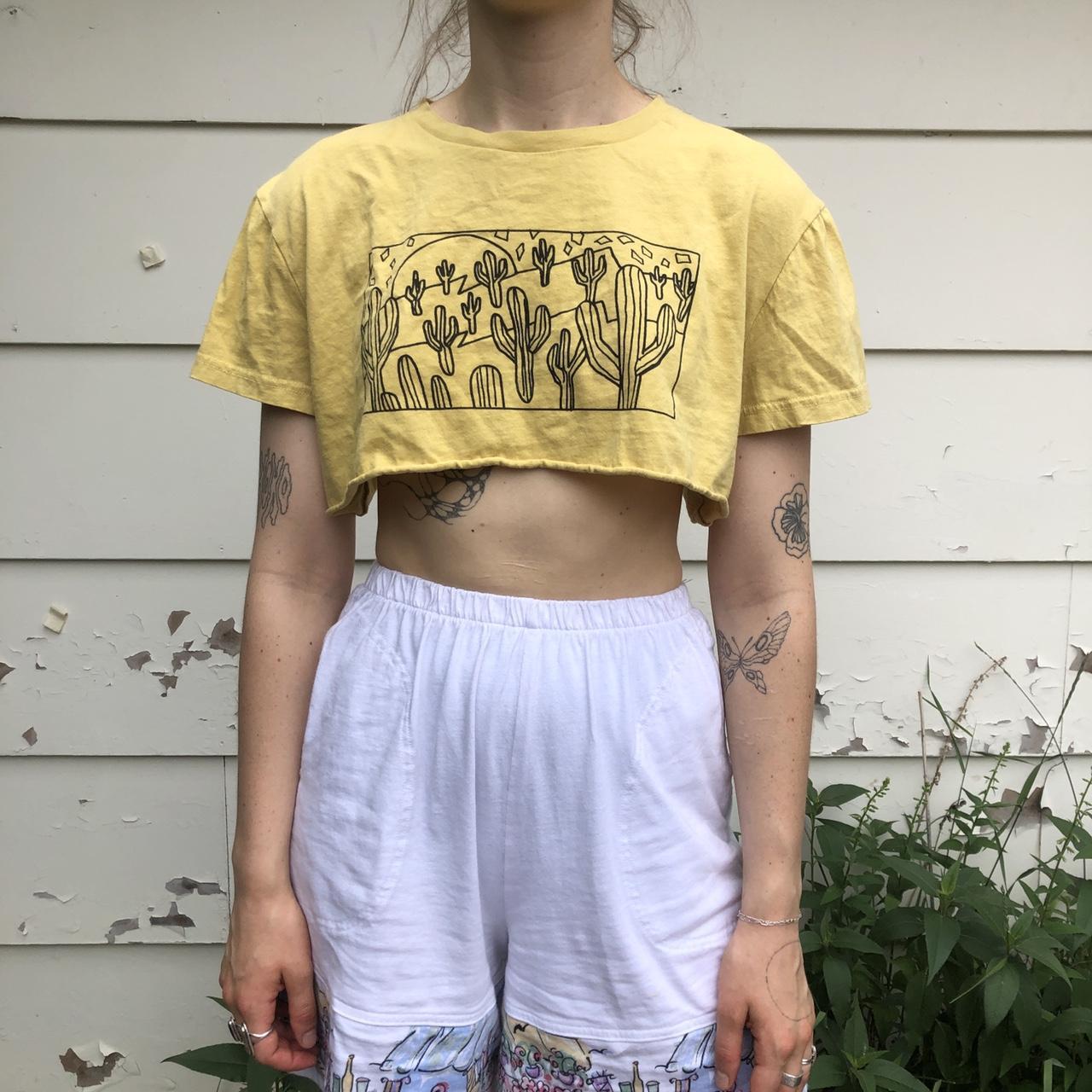 cactus crop top very short cropped top with cactus... - Depop