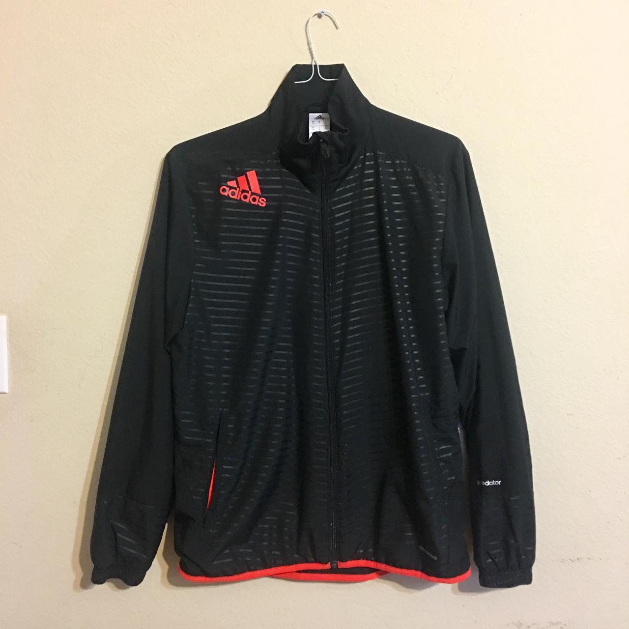 Black with red detail climacool adidas track jacket!... - Depop