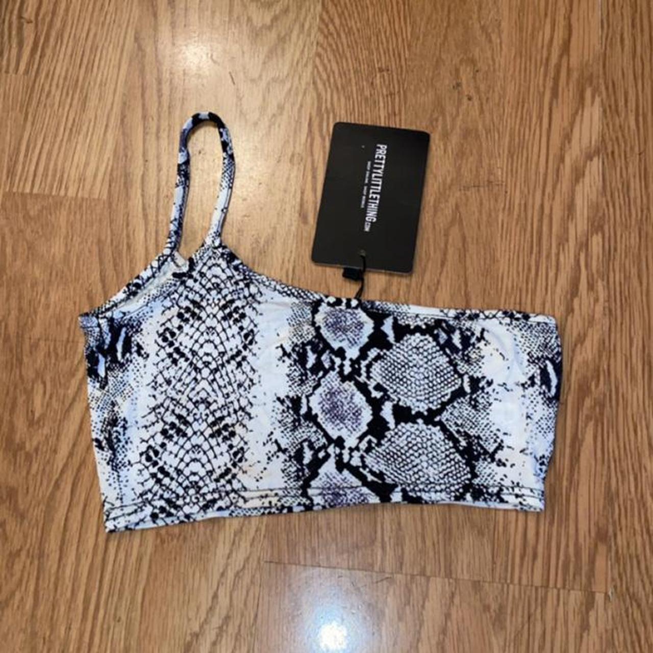 one shoulder snake print top pretty little thing PLT... - Depop
