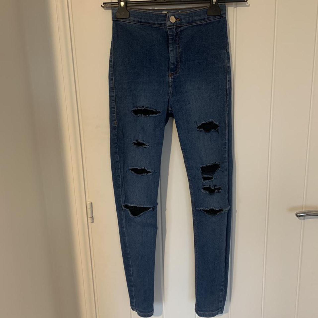 Blue topshop ripped Joni skinny high waisted... - Depop