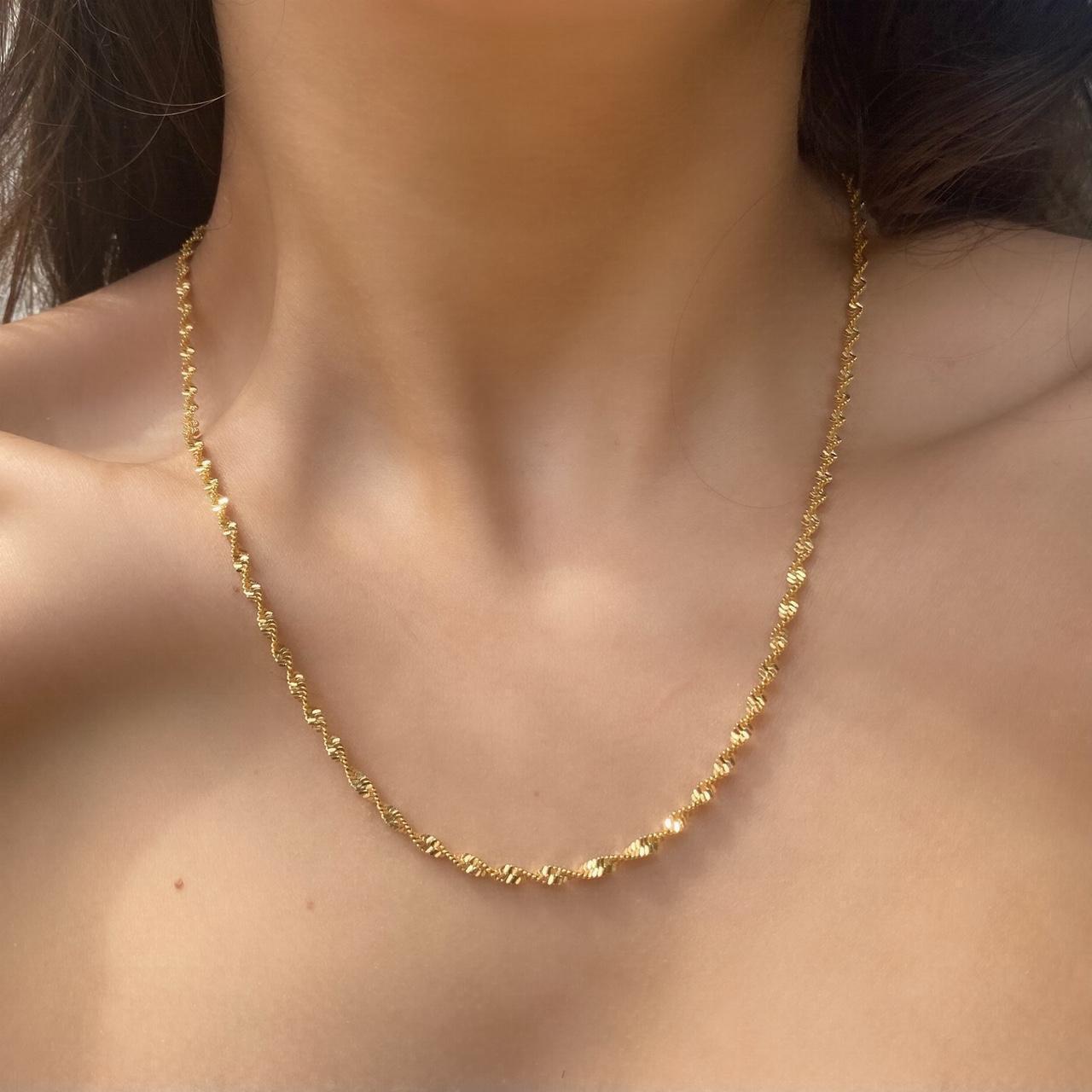 TWISTED CHAIN NEW 18K GOLD FILLED CHAIN 16”... - Depop