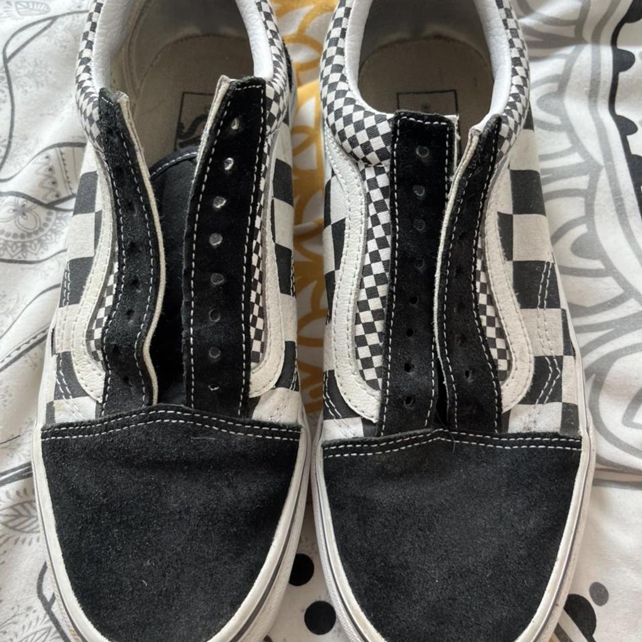 Black and white chequered vans. Without the laces.... - Depop