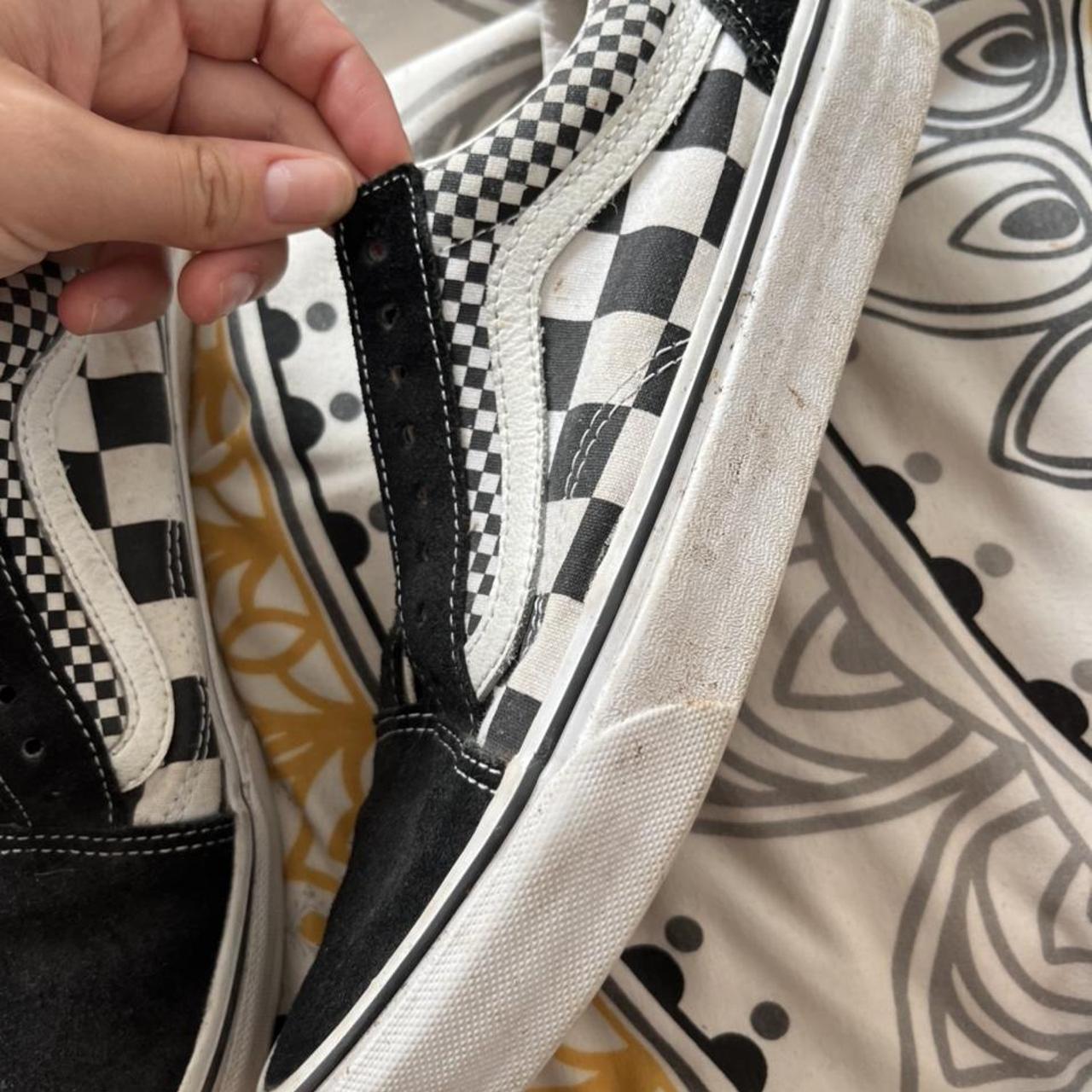Black and white chequered vans. Without the laces.... - Depop