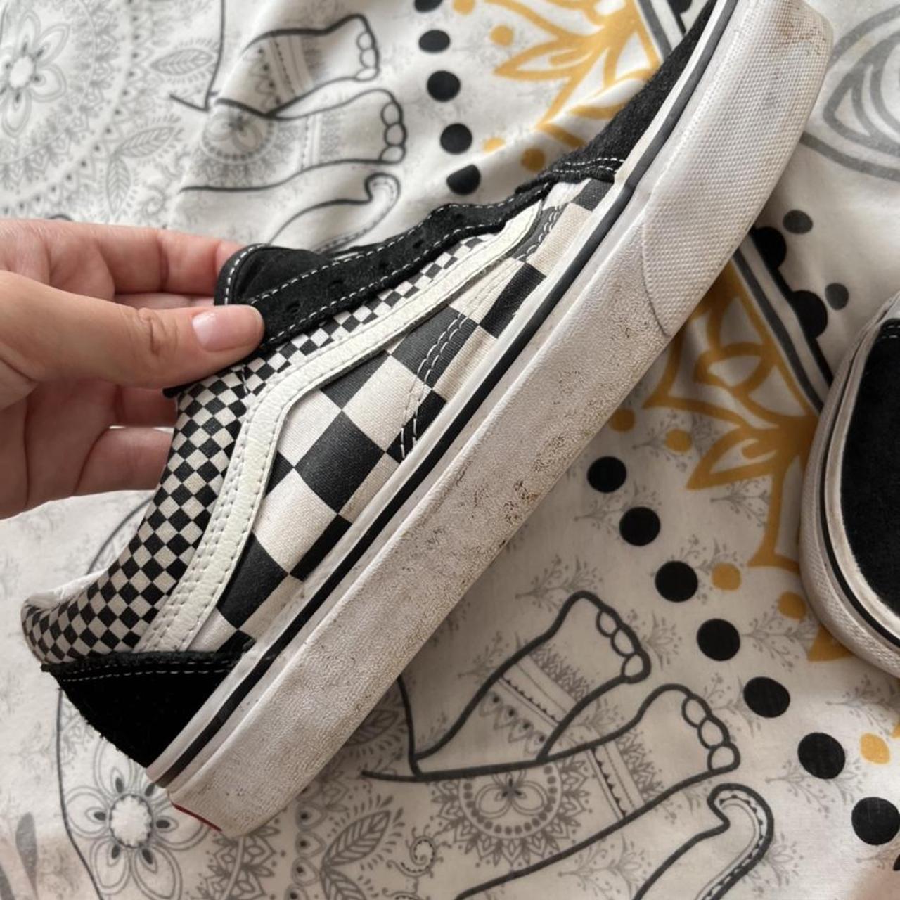 Black and white chequered vans. Without the laces.... - Depop
