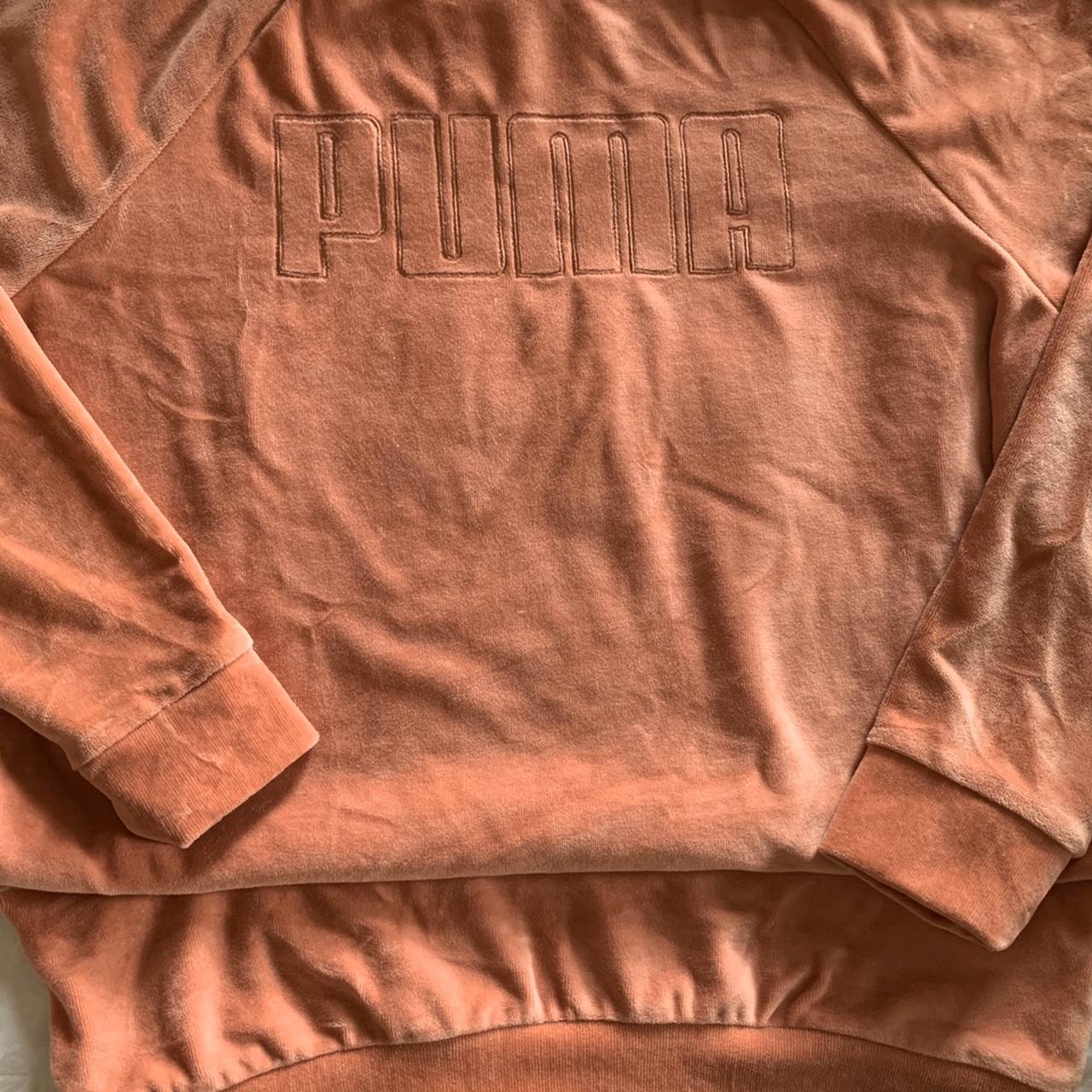 SALMON PINK PUMA SWEATER soft velvet puma sweater,... - Depop