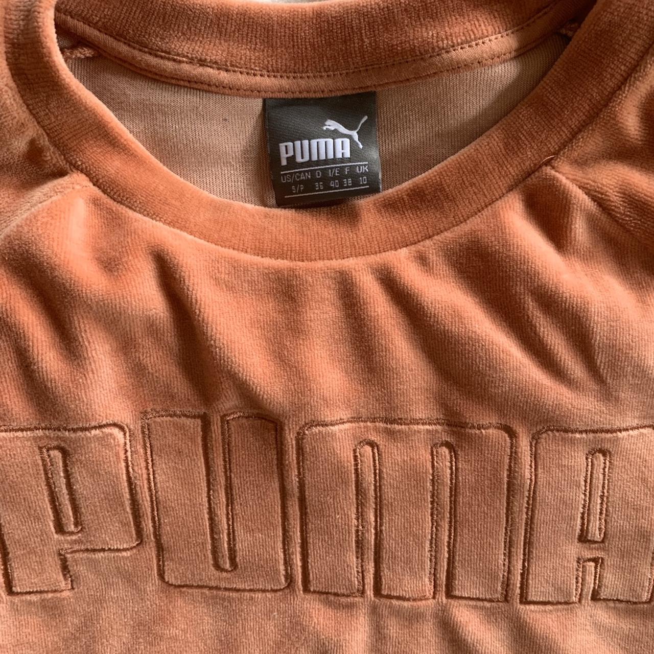 SALMON PINK PUMA SWEATER soft velvet puma sweater,... - Depop