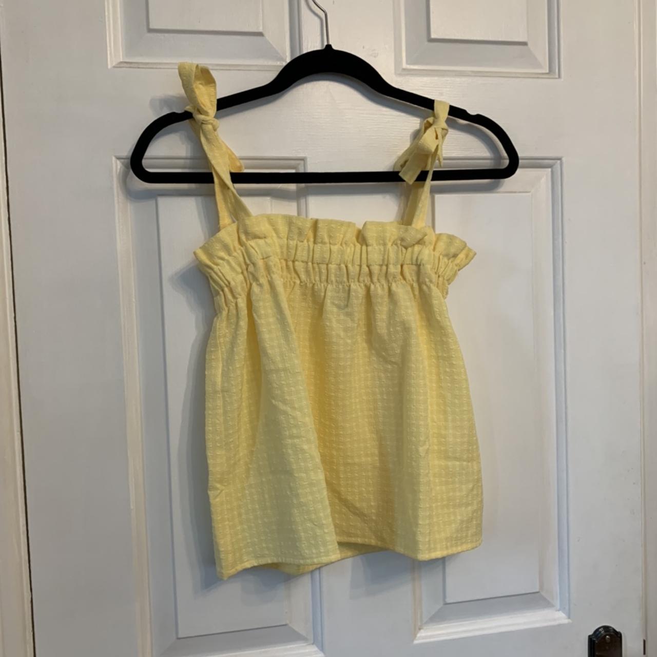 H&M lemon yellow top with bow ties. Size XS (6-8)... - Depop