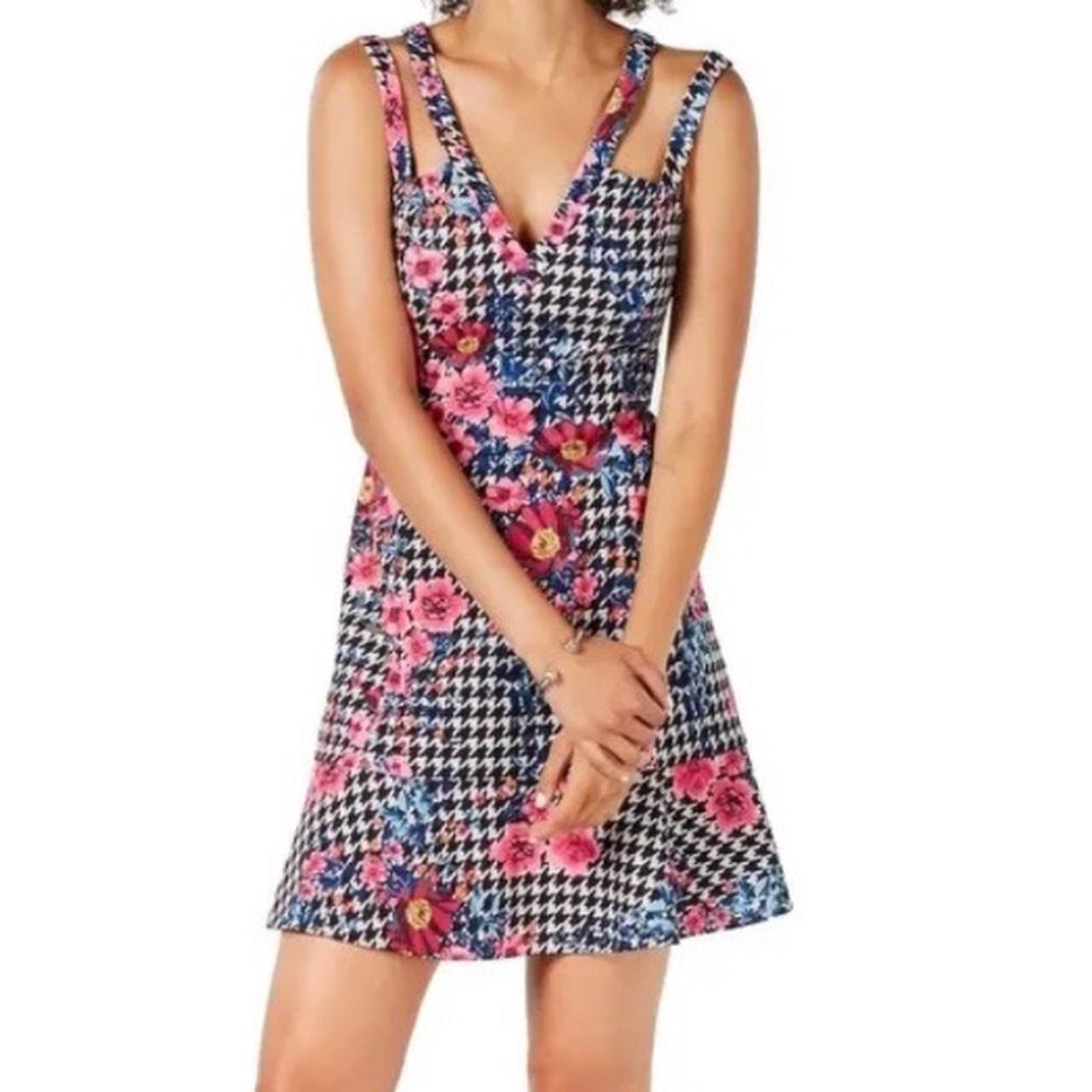 guess floral houndstooth dress NWT (new with... - Depop