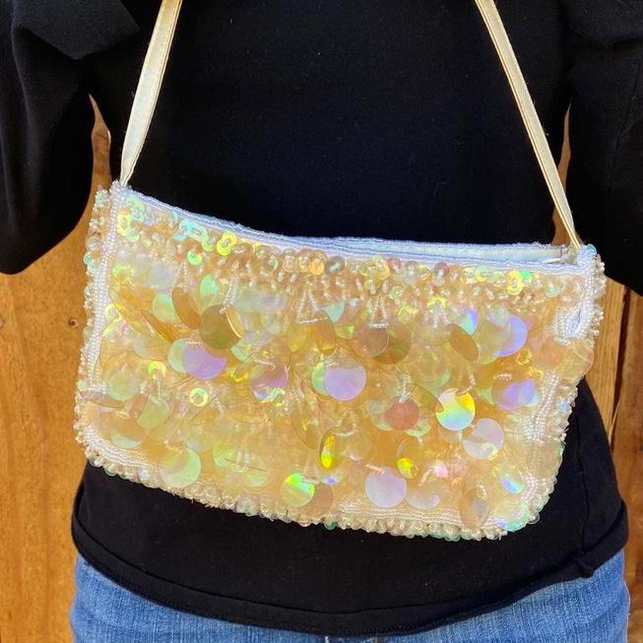 Iridescent cream color handbag purse . Has circular... - Depop