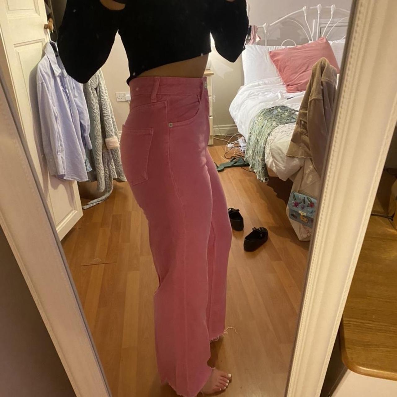 Zara Pink Wide Leg Jeans Worn A Few Times But Very Depop