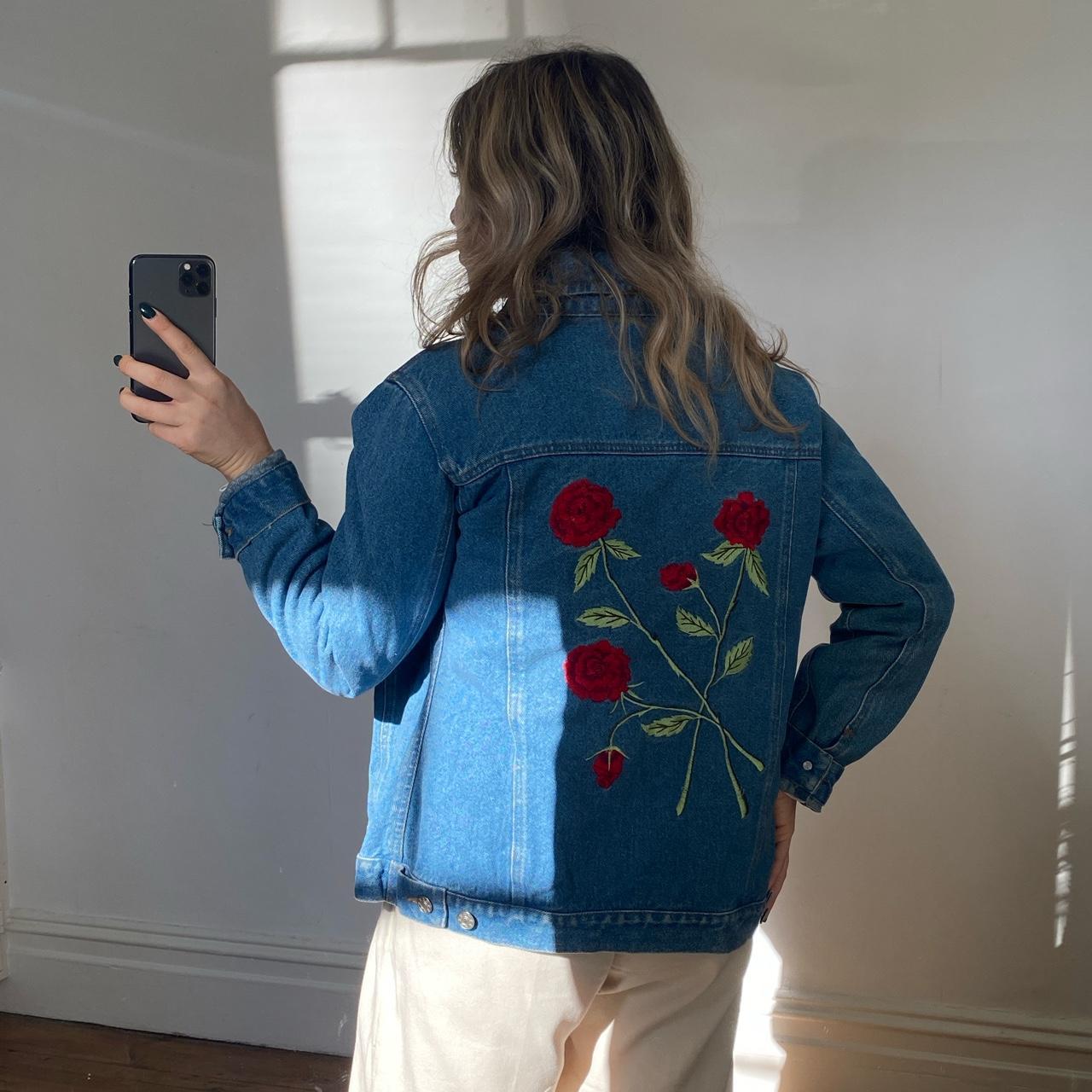 Special find!!! Vintage embroidered rose denim... - Depop