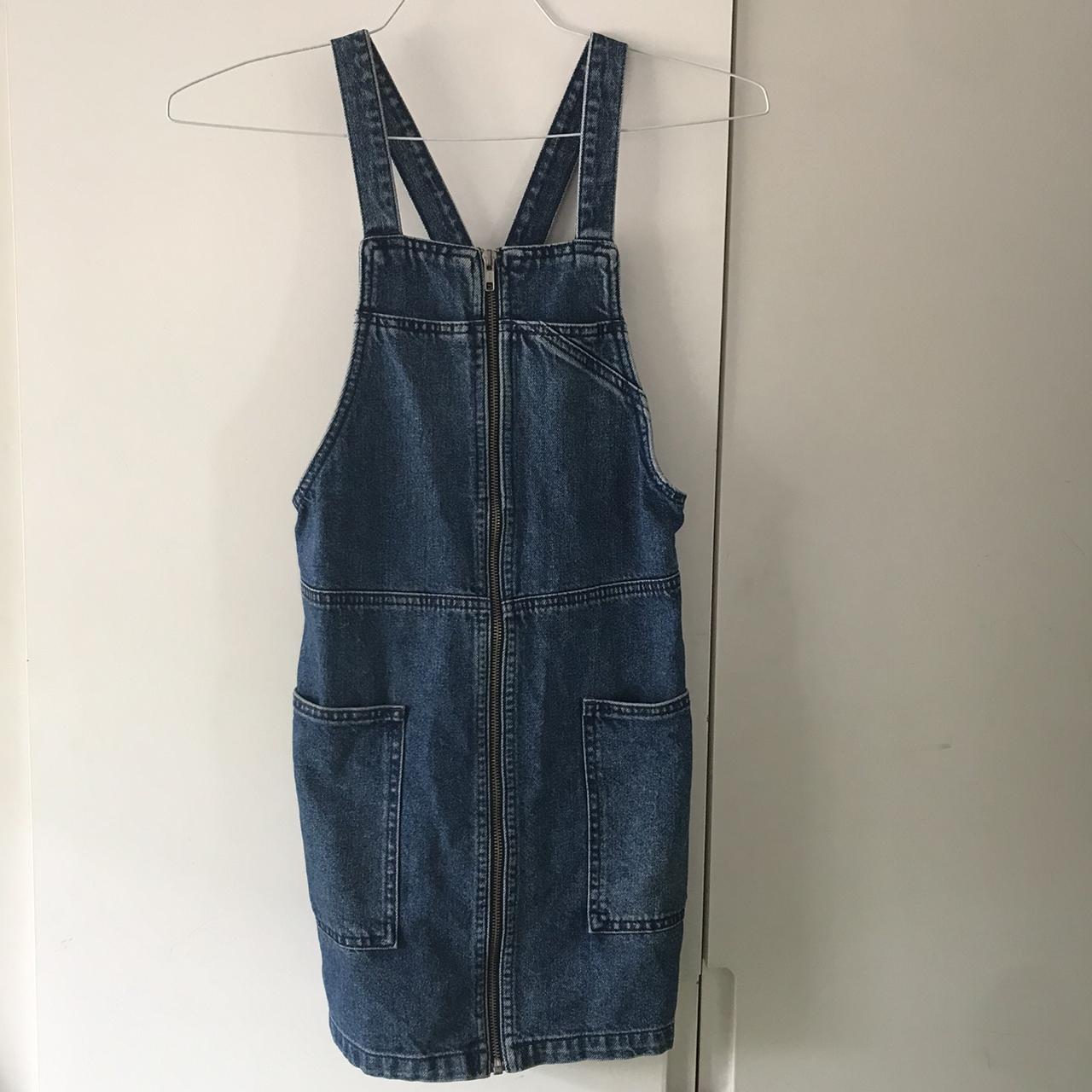 basic denim zip up dungaree style dress perfect... - Depop