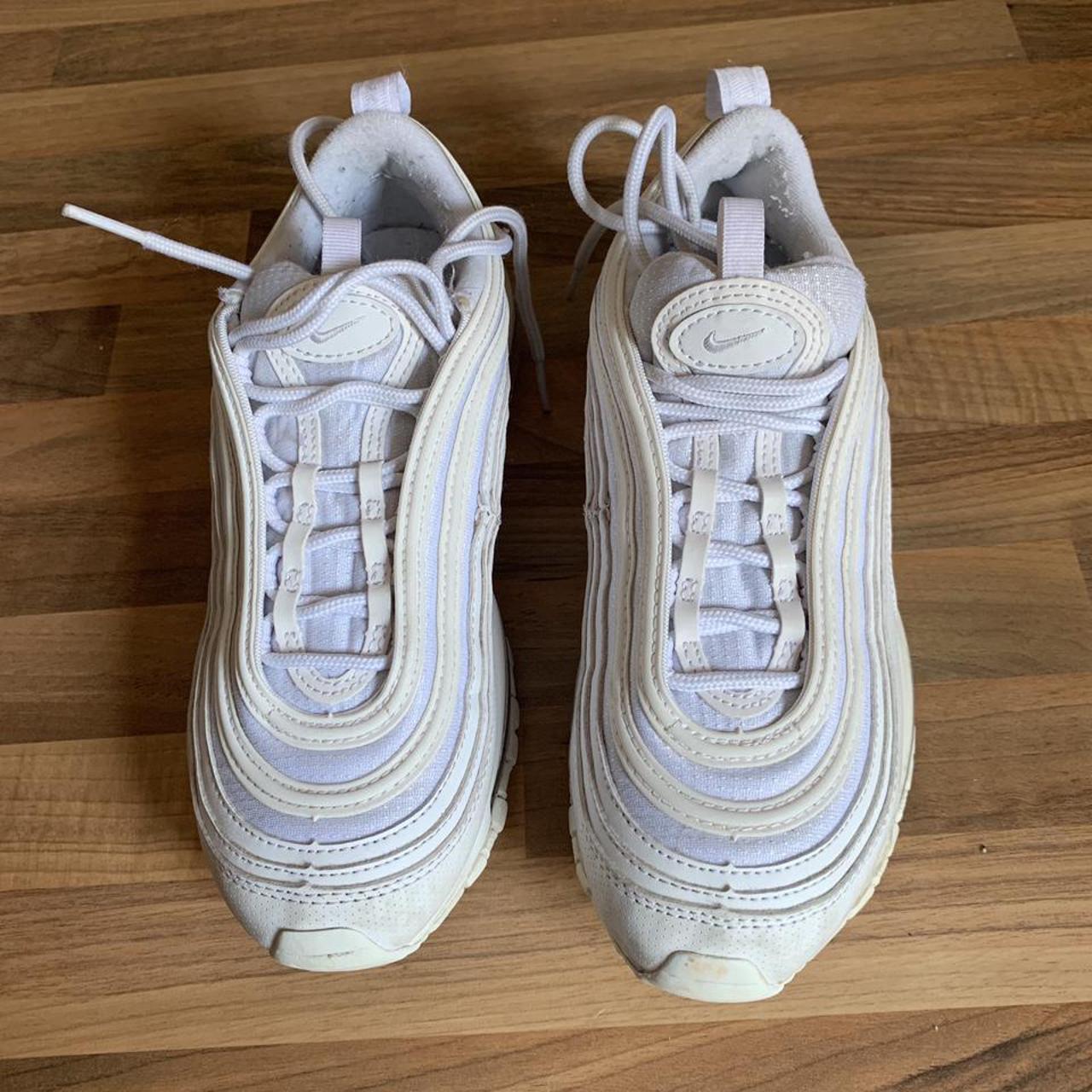 Nike White Air Max 97s Size 4 In great condition... - Depop