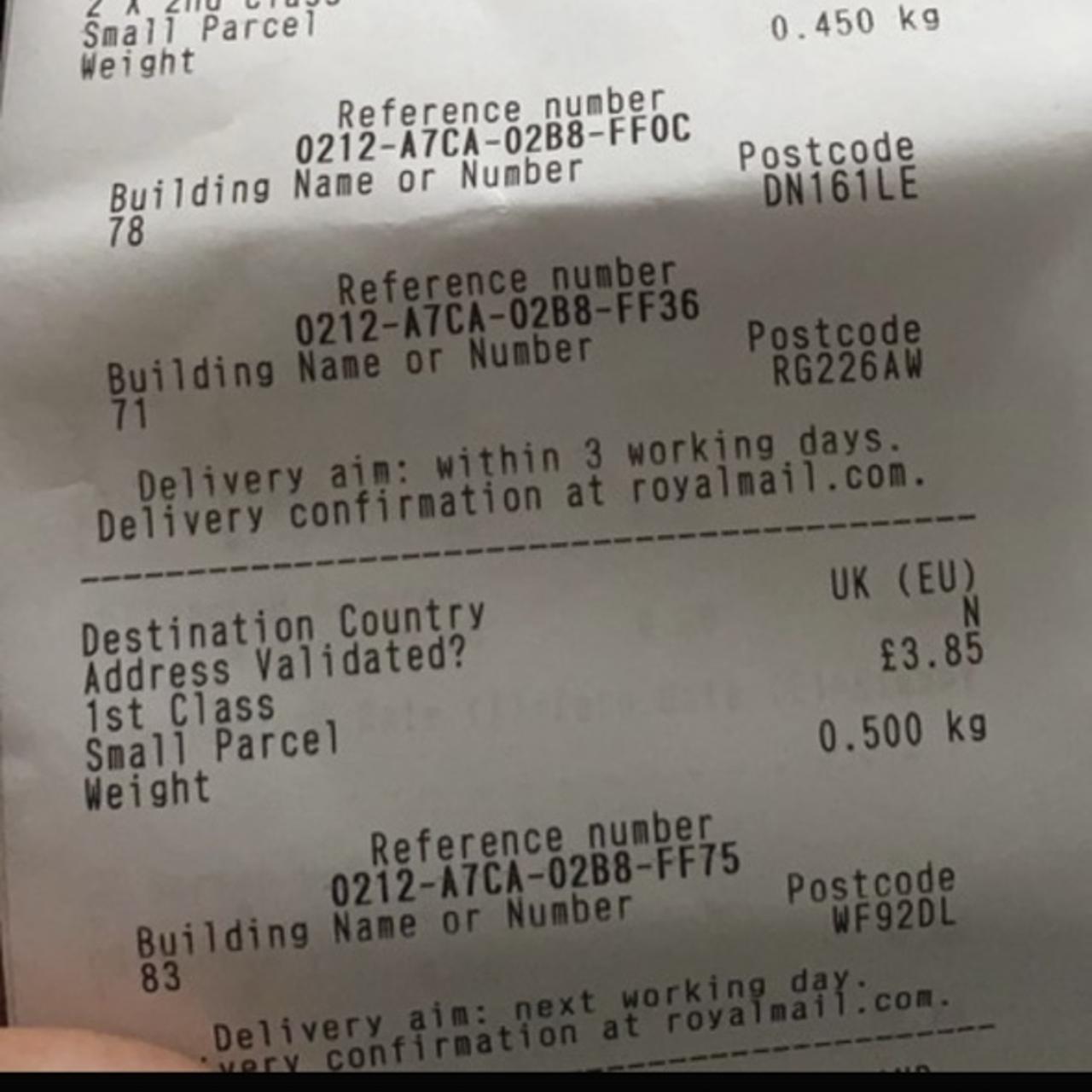 Proof of postage 5/8 - Depop