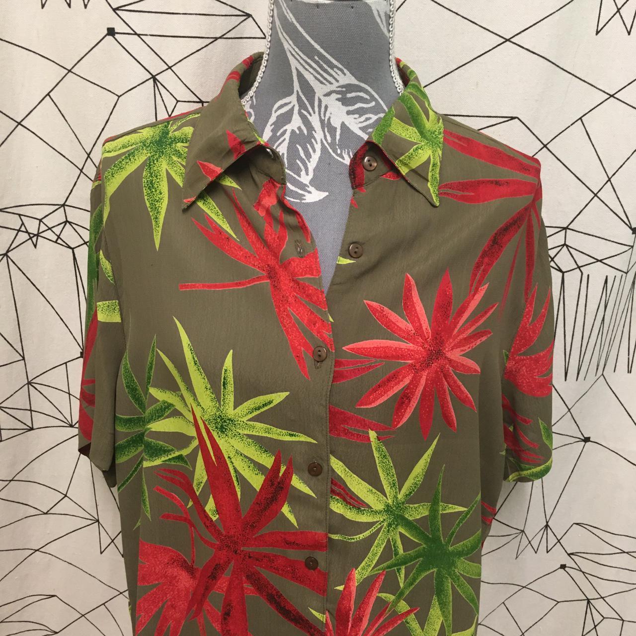 Unisex khaki green ' Hawaiian ' style shirt. Brand:... - Depop