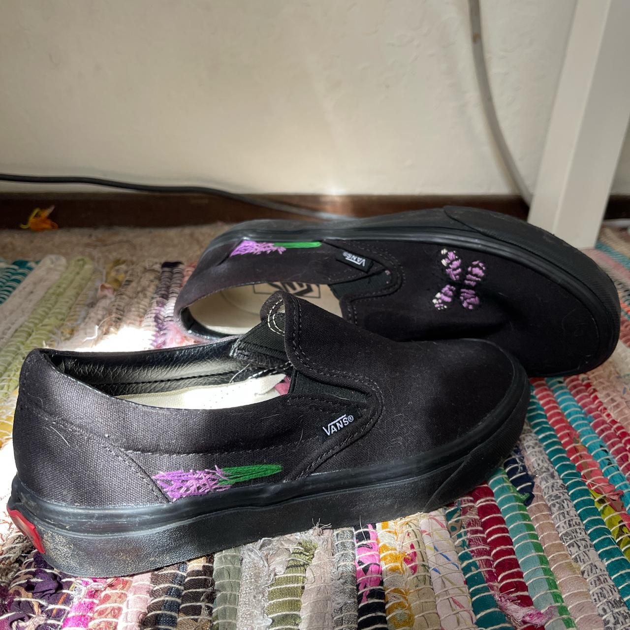 Hand Embroidered Butterfly slip on Vans - hand... - Depop