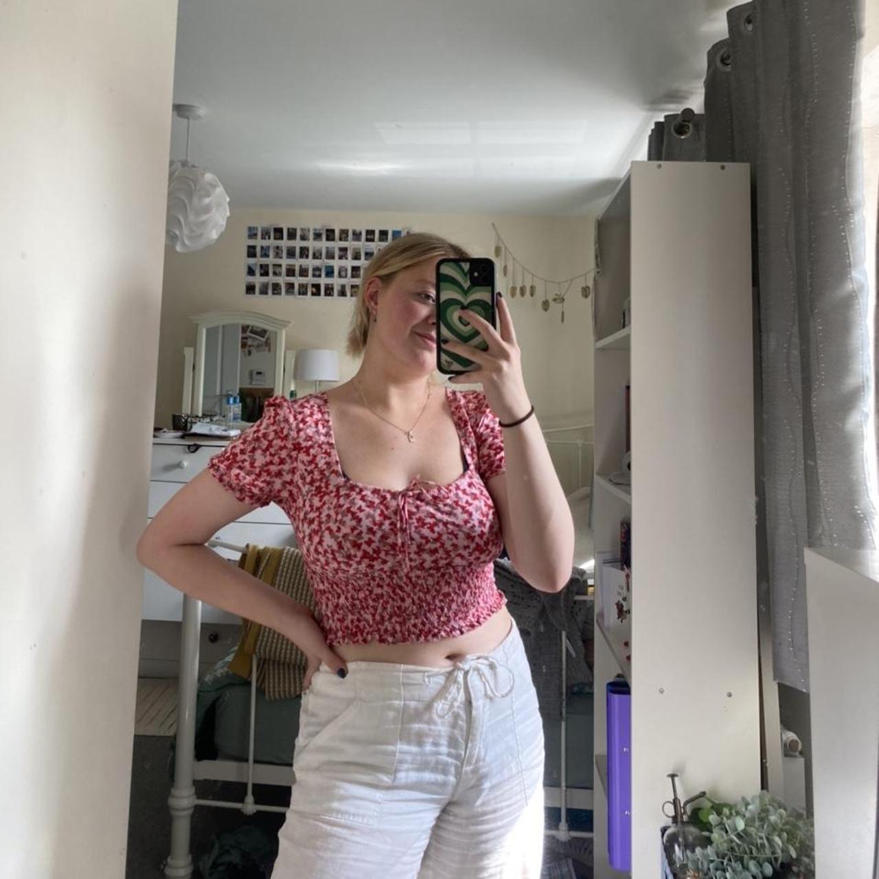 Motel rocks pink floral blouse size medium. Dm... - Depop