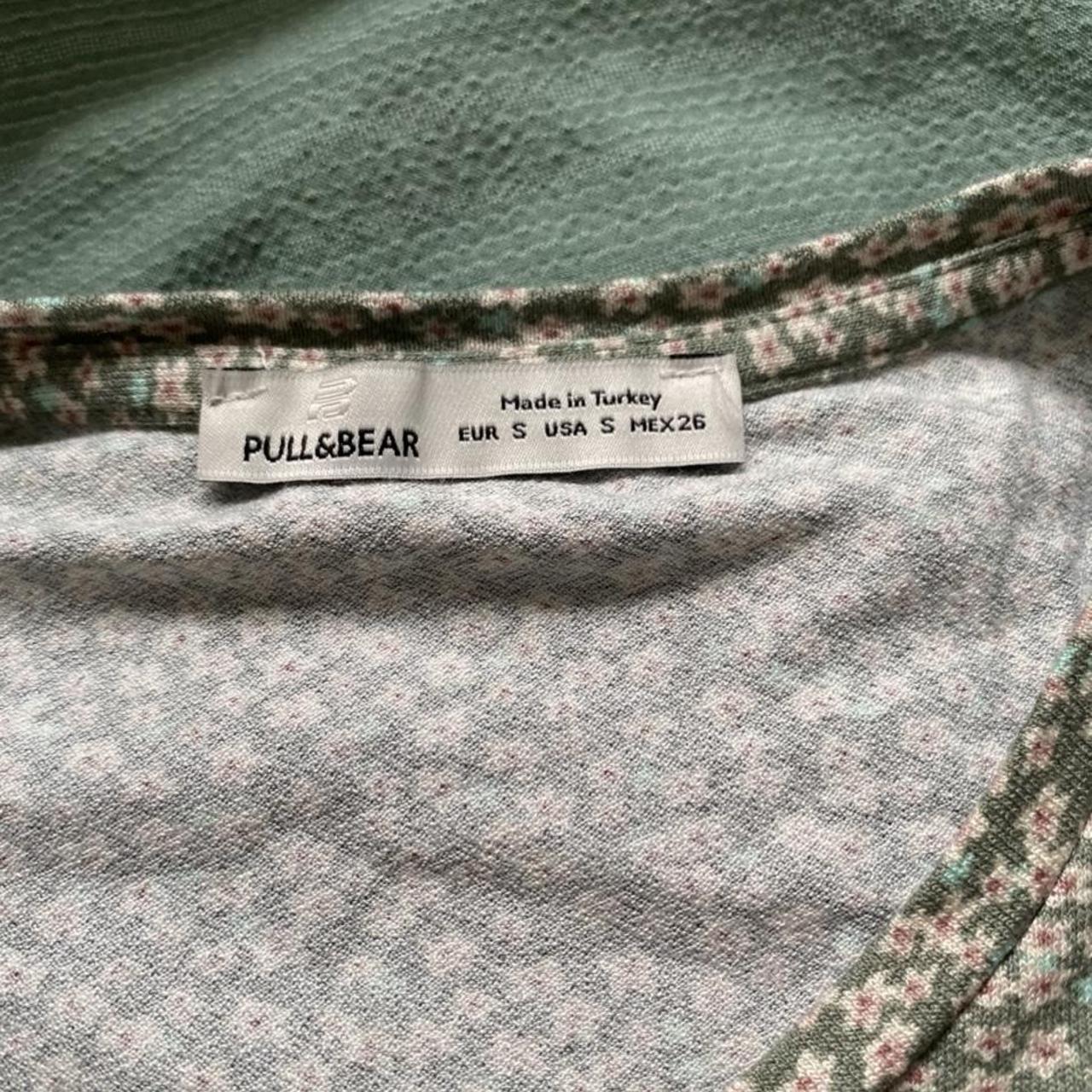 Pull and bear green floral mini dress size small. Dm... - Depop
