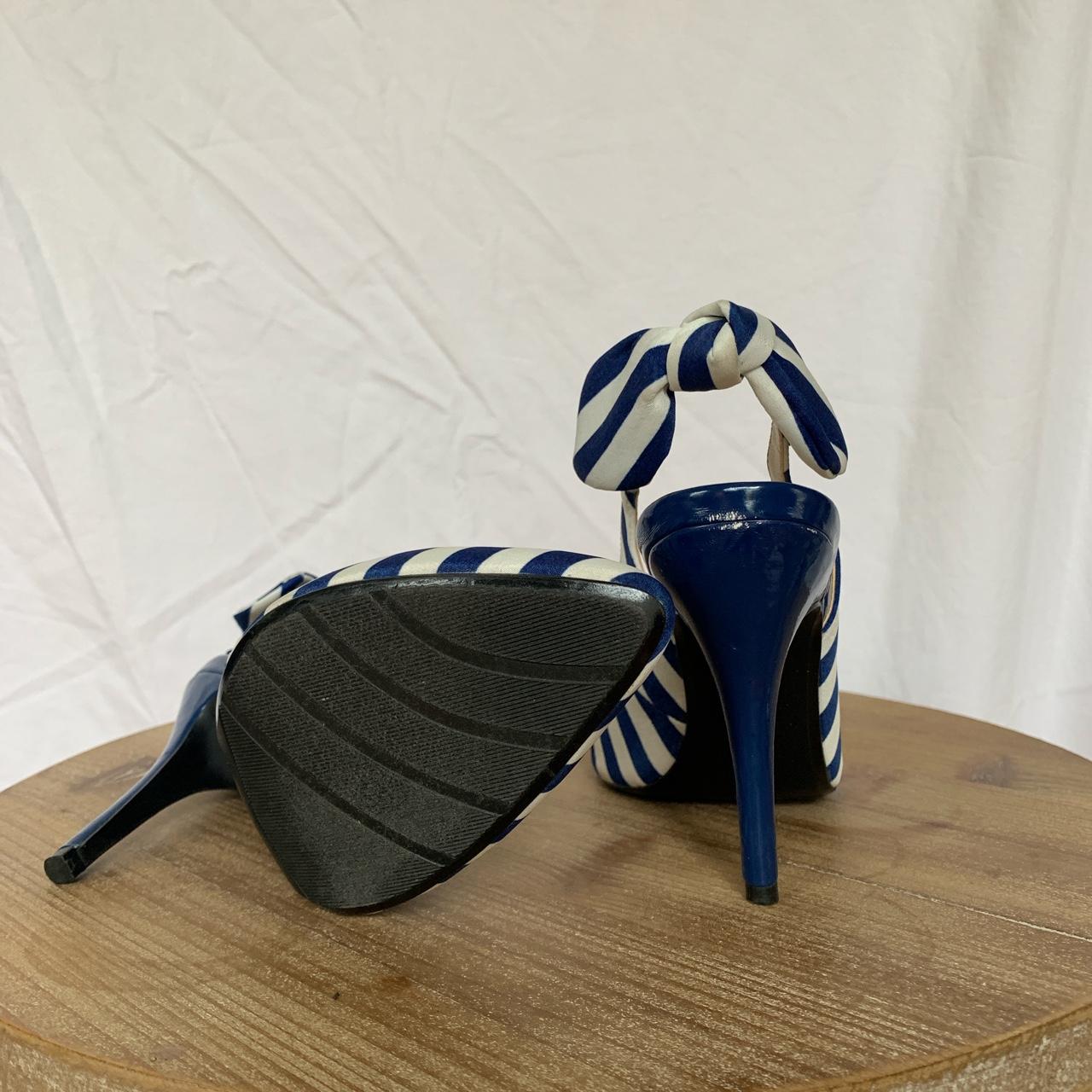 Beautiful J.Renee blue striped heels! Gorgeous... | Depop