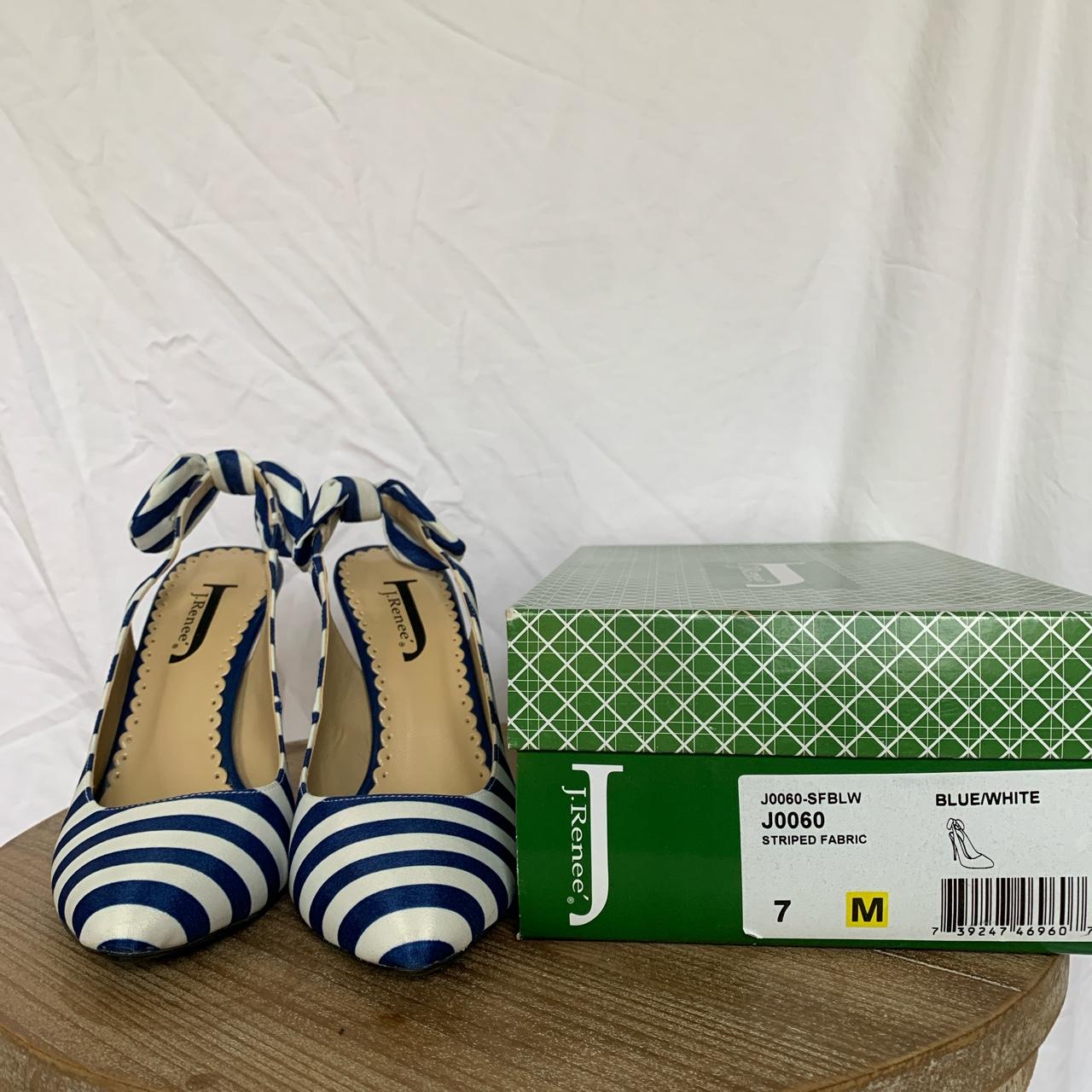 Beautiful J.Renee blue striped heels! Gorgeous... | Depop
