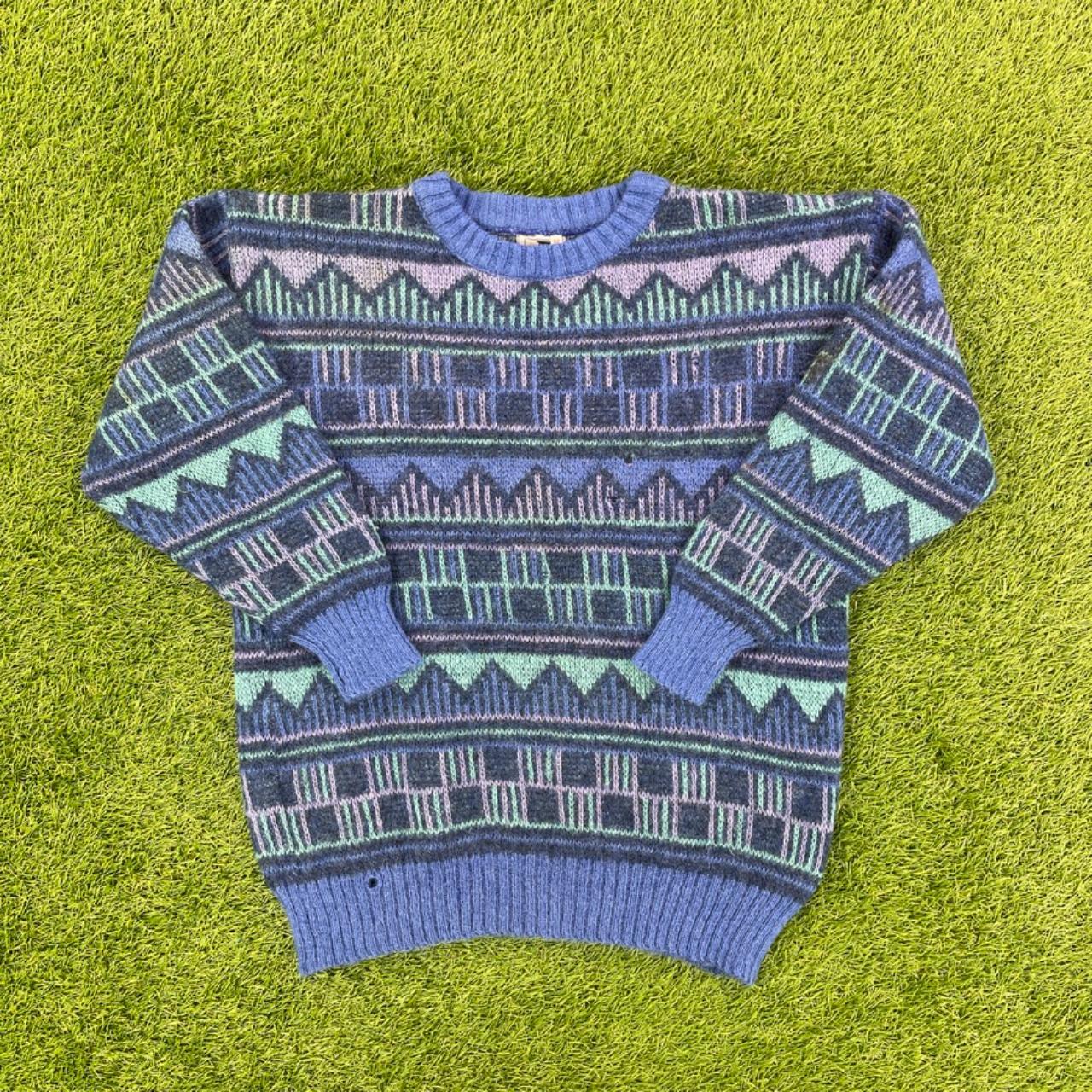 Aztec style knitted jumper pattern Coogi style... - Depop