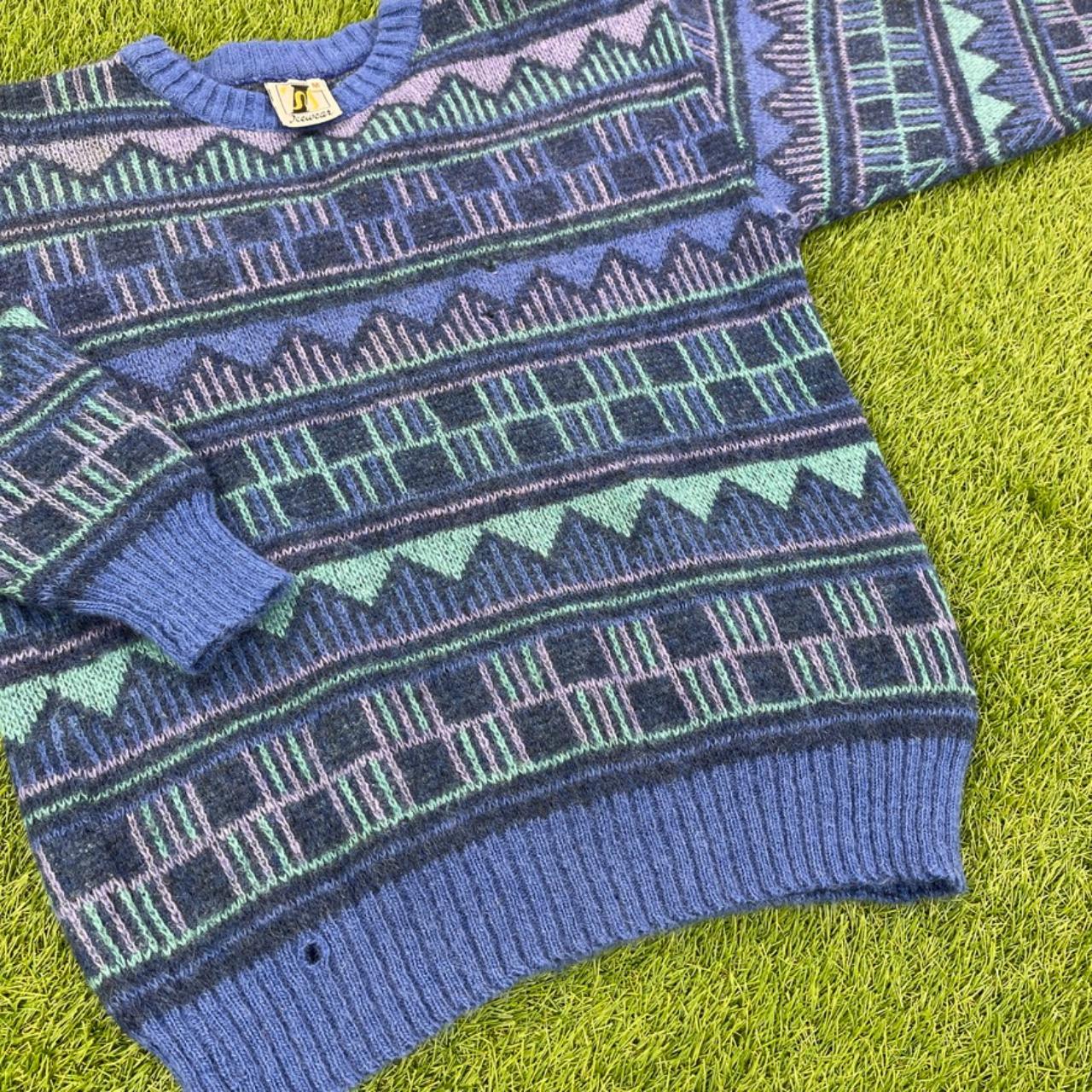 Aztec style knitted jumper pattern Coogi style... - Depop