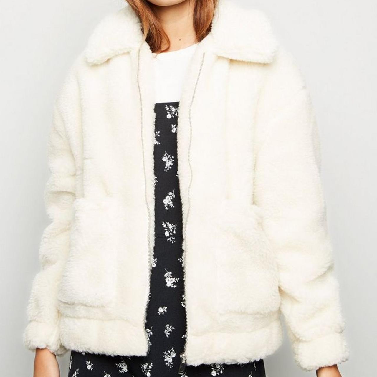 New look teddy borg pocket front jacket in off... - Depop