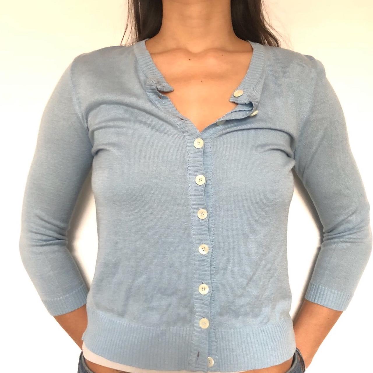 D&G powder blue cardigan Size 8 (can fit 10) Barely... - Depop