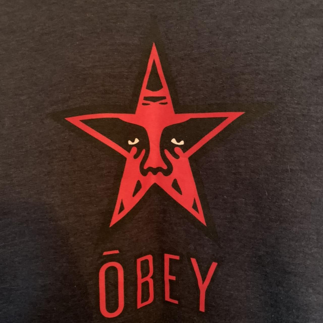 Obey sweater in Blue/Red/Black Nice oversized... - Depop