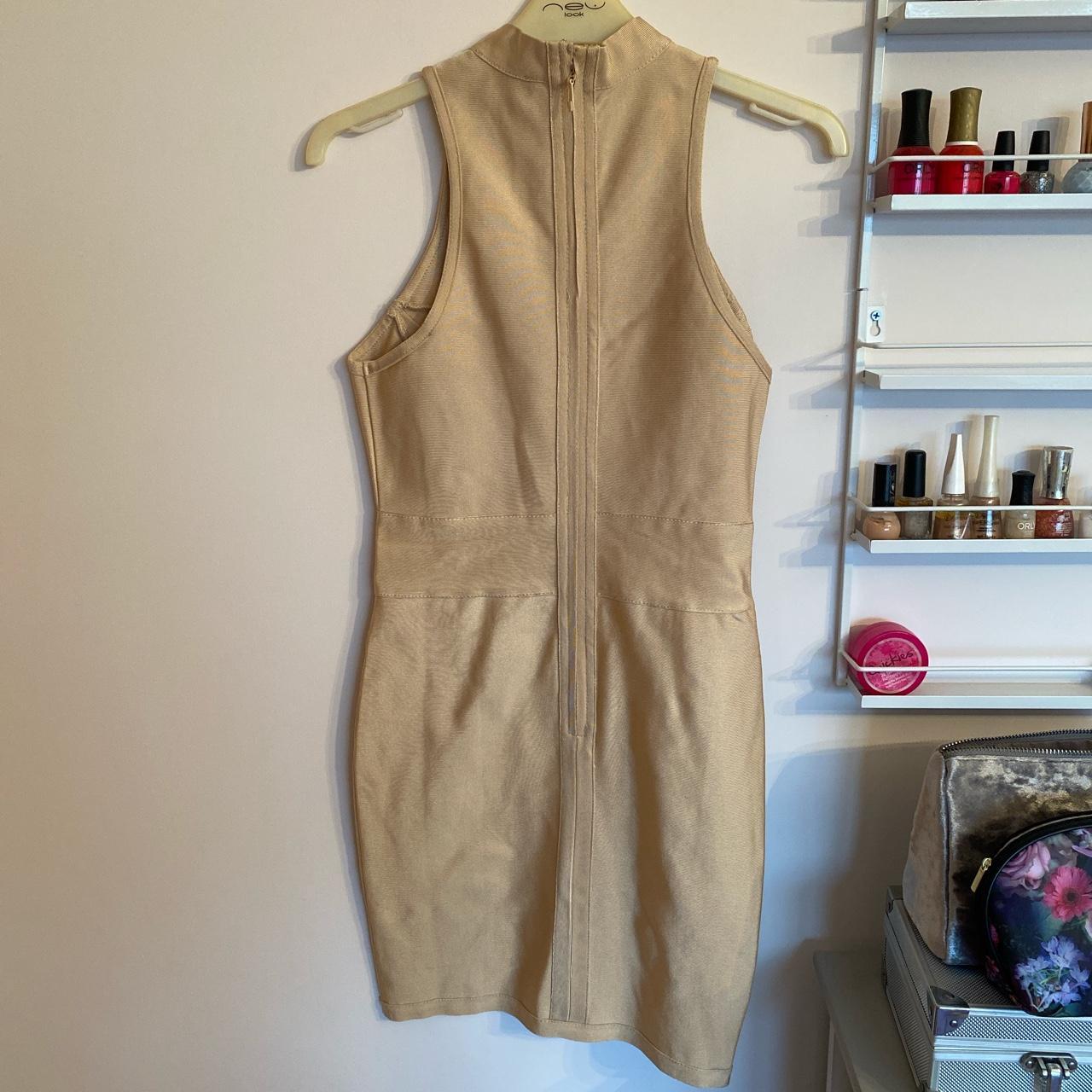 Missguided Champagne Colour Bandage Dress Worn Depop