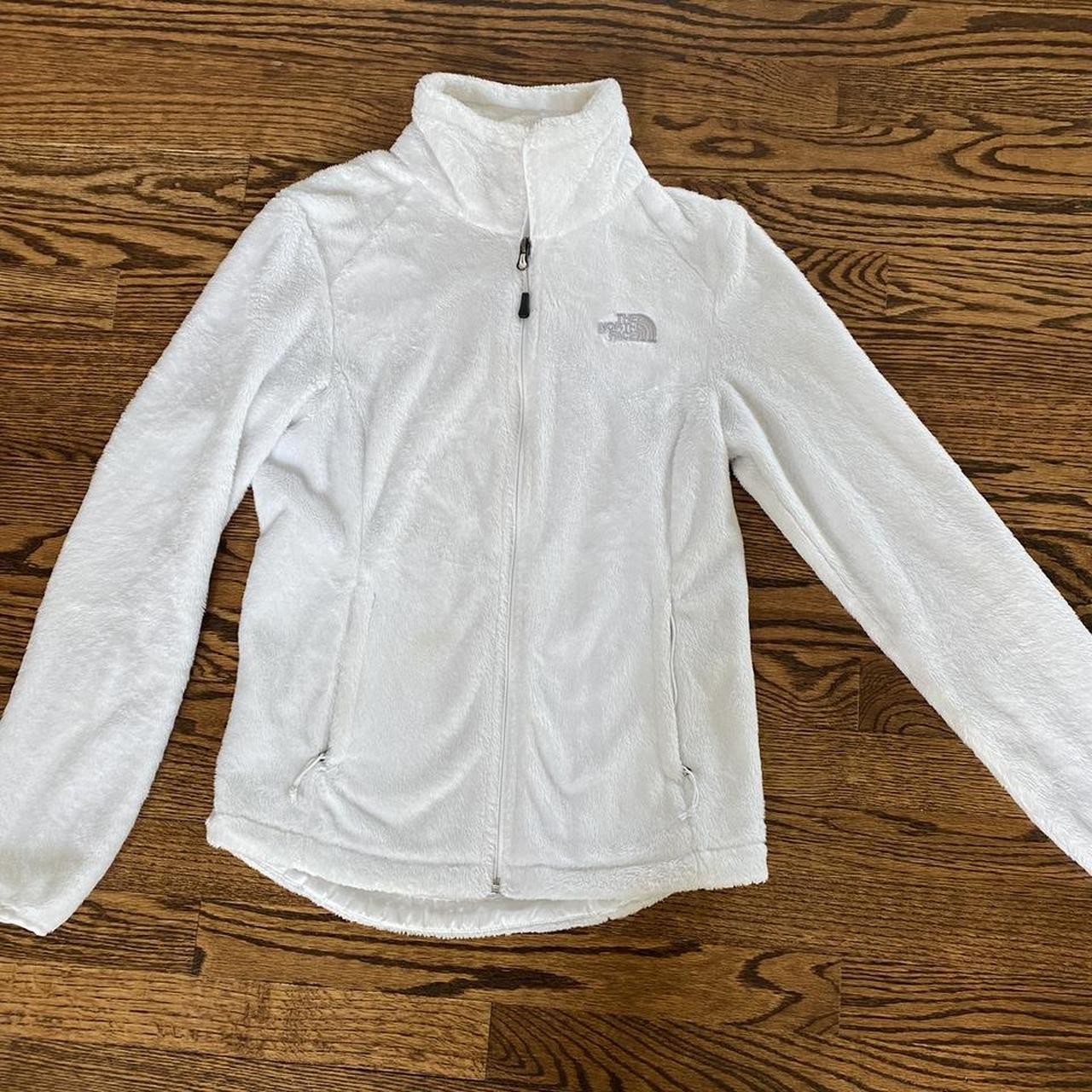North face womens white fleece jacket size small.... - Depop