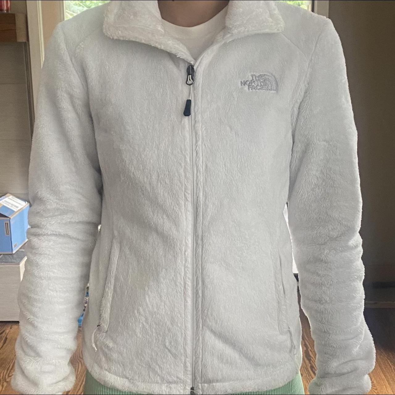 North face womens white fleece jacket size small.... - Depop