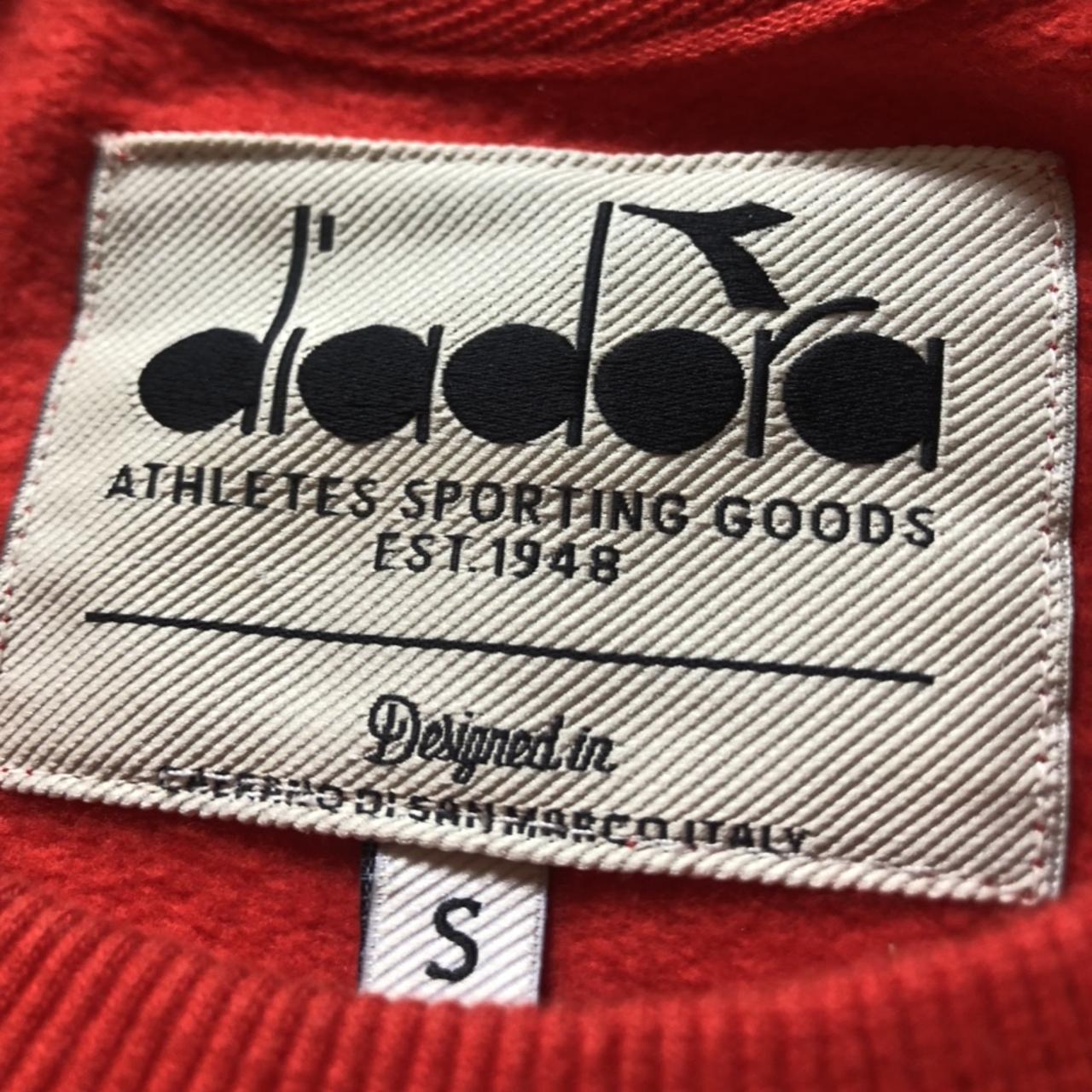 Red white navy Diadora sweatshirt Size small Hardly... - Depop