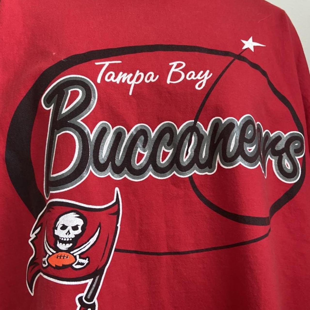 Vintage Tampa Bay Buccaneers 1990's Graphics Red Tee... - Depop