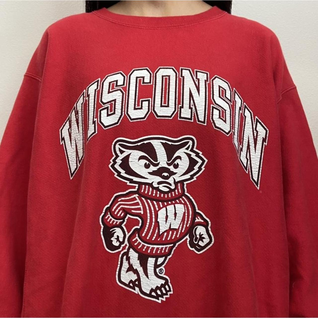 Vintage Champion Wisconsin Graphics Red Sweater that... - Depop