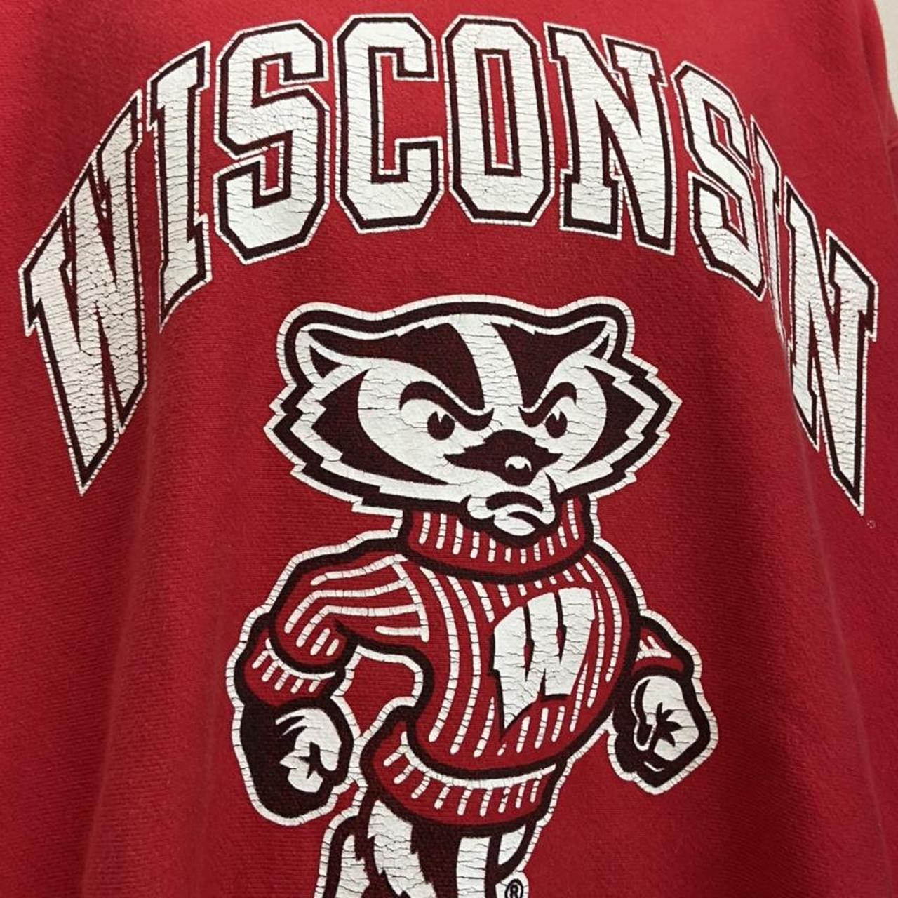 Vintage Champion Wisconsin Graphics Red Sweater that... - Depop