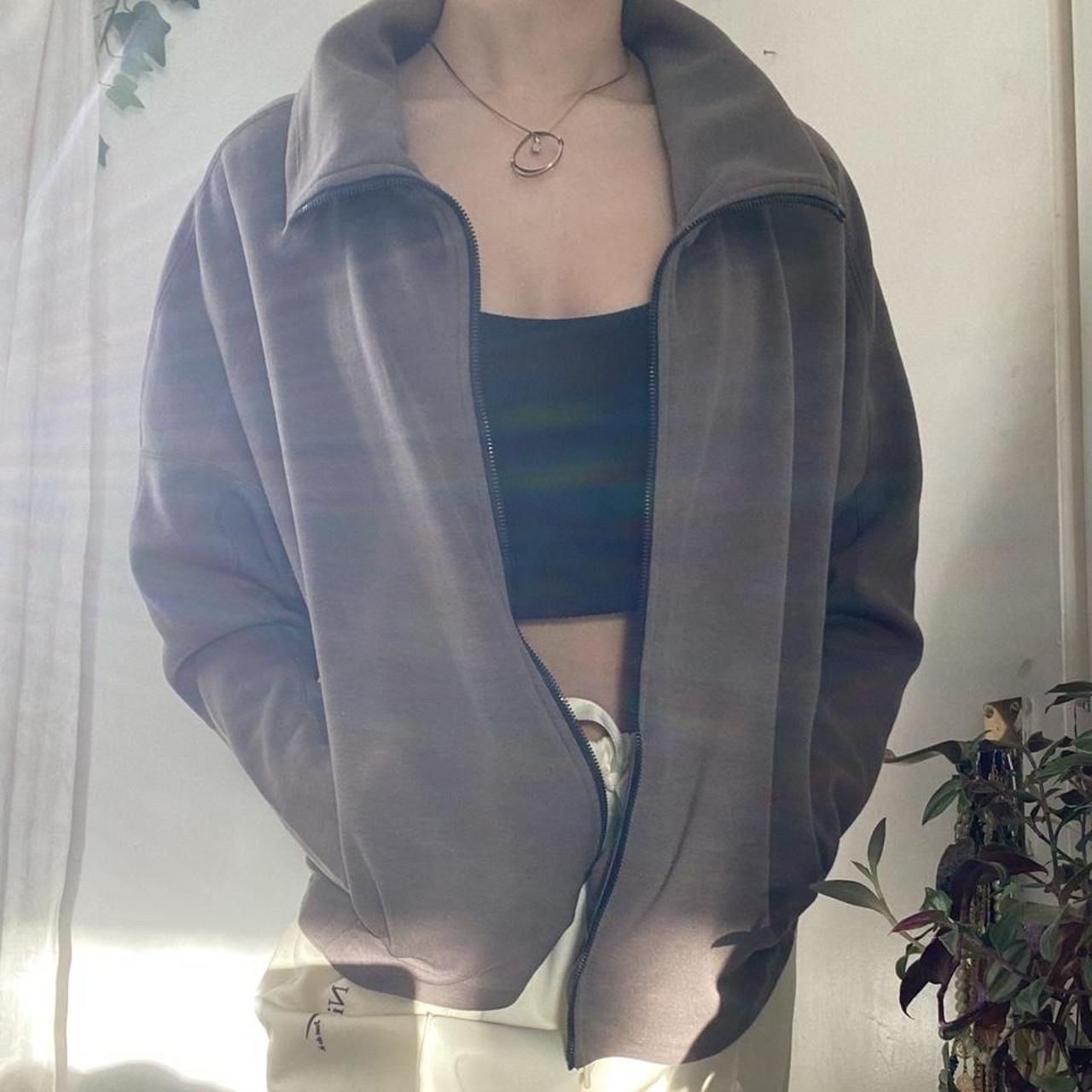 Reebok sports zip up jumper stone with collar Shown... - Depop