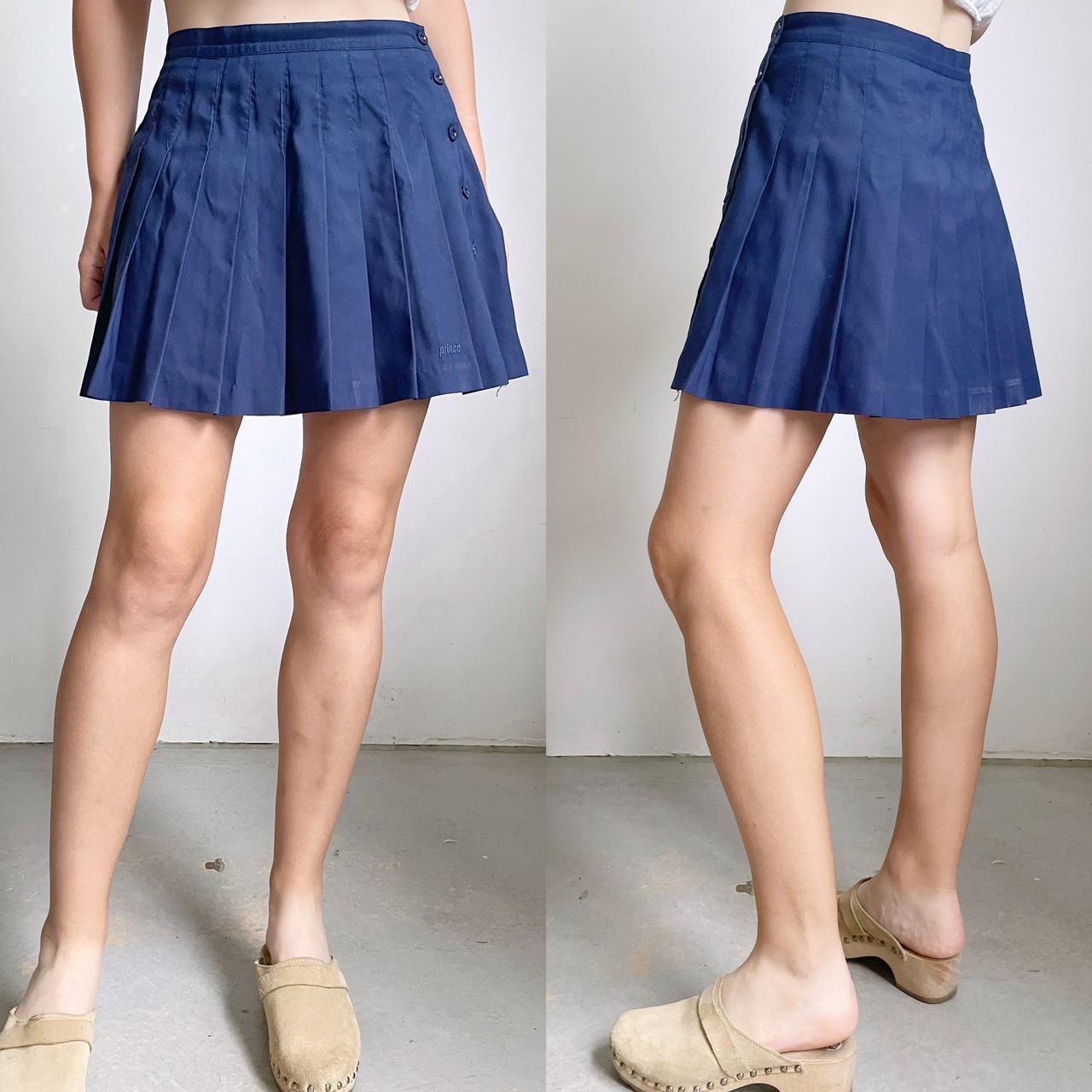 90s Vintage Pleated Tennis Skirt Navy Blue By Depop