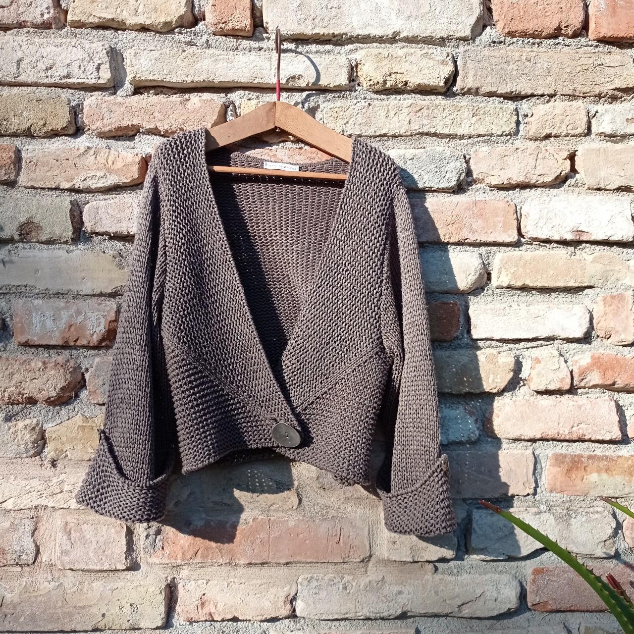 🤎PATRICE BREAL🤎 🤎VINTAGE KNITTED DOVE-BROWN CROPPED... - Depop