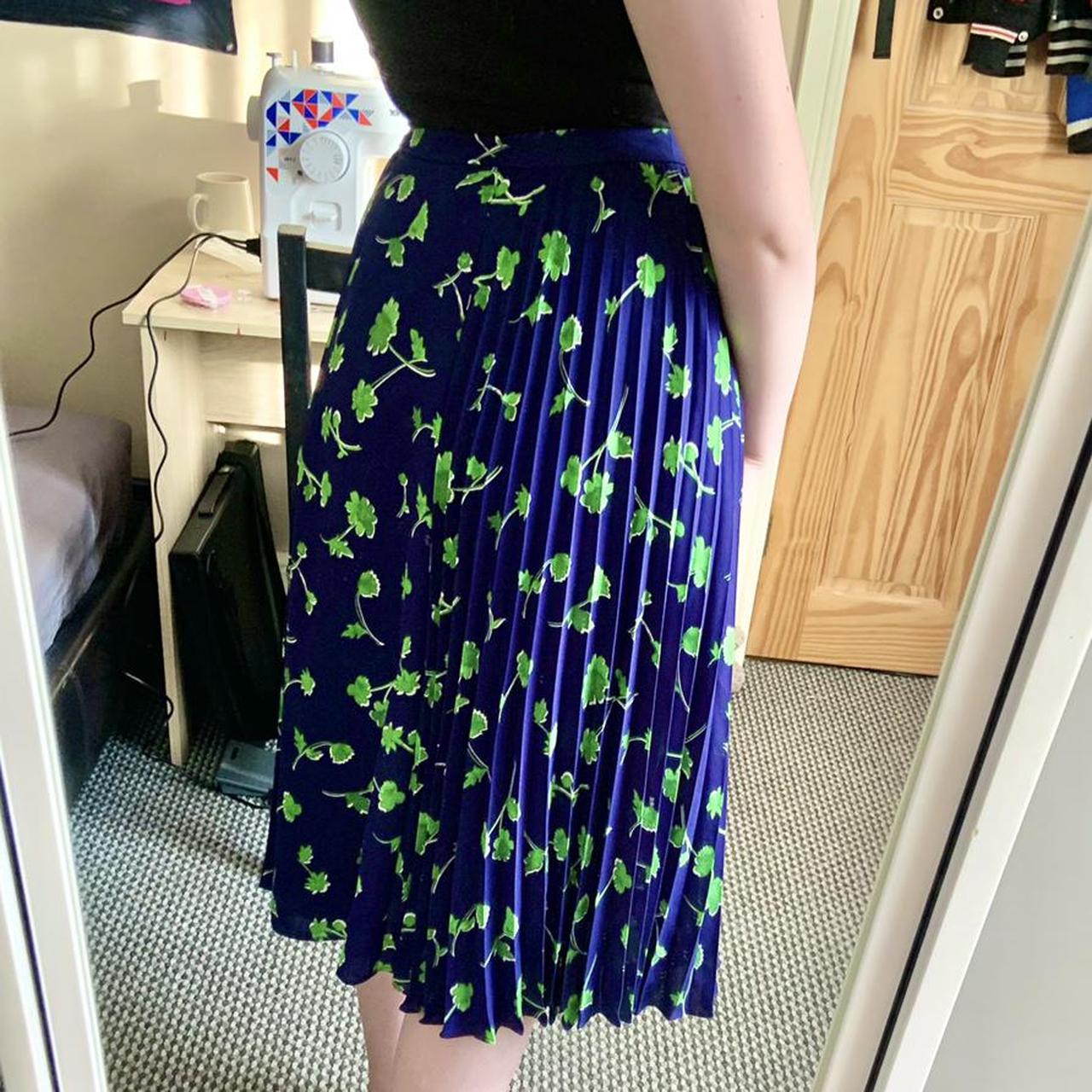 Blue Clover Pleated Midi Skirt 💙 Could fit a... - Depop