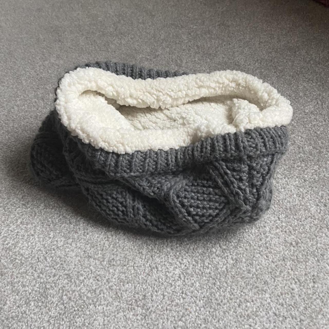 Grey cable knit & fleece snood 🤍 Primark Super... - Depop