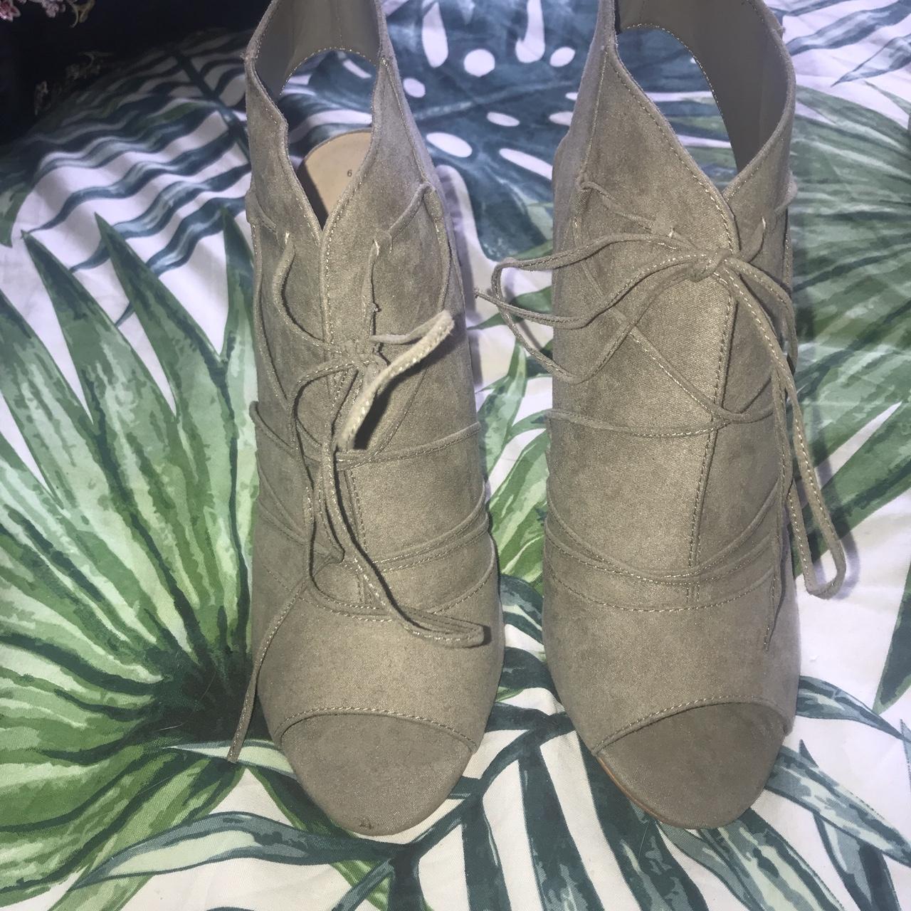 New look Grey peep toe heels size 6 Like new Worn... - Depop