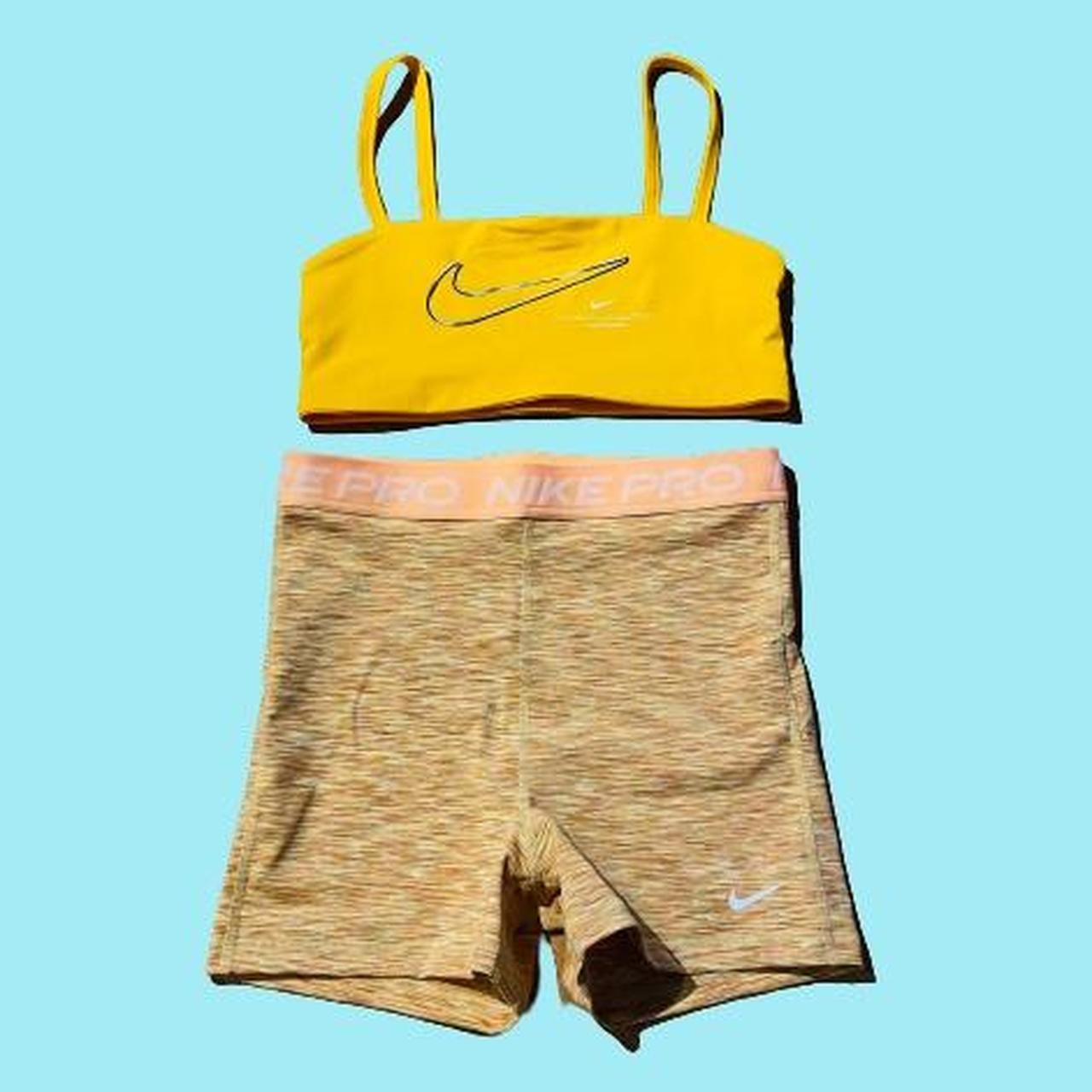 TWO PIECE NIKE YELLOW WORK OUT SET SZ M Never worn... - Depop