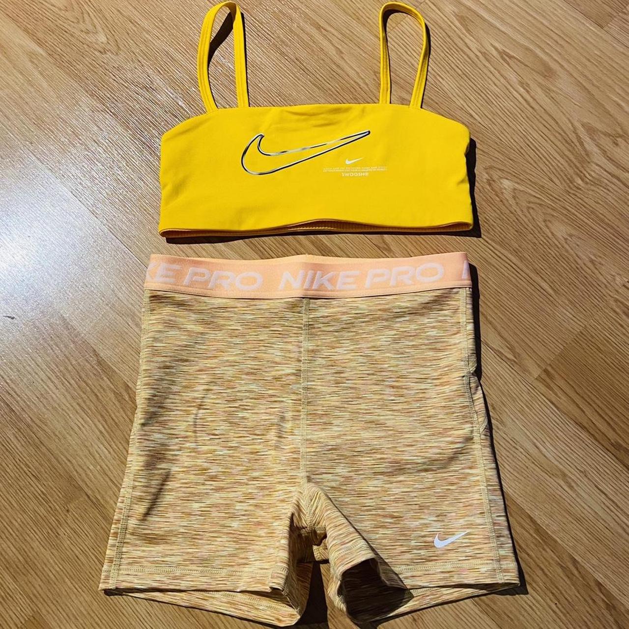 TWO PIECE NIKE YELLOW WORK OUT SET SZ M Never worn... - Depop