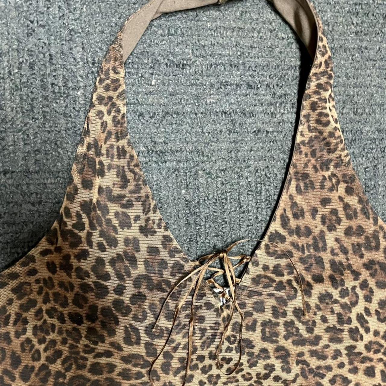 The cutest leopard print halter neck sparkly top!... - Depop